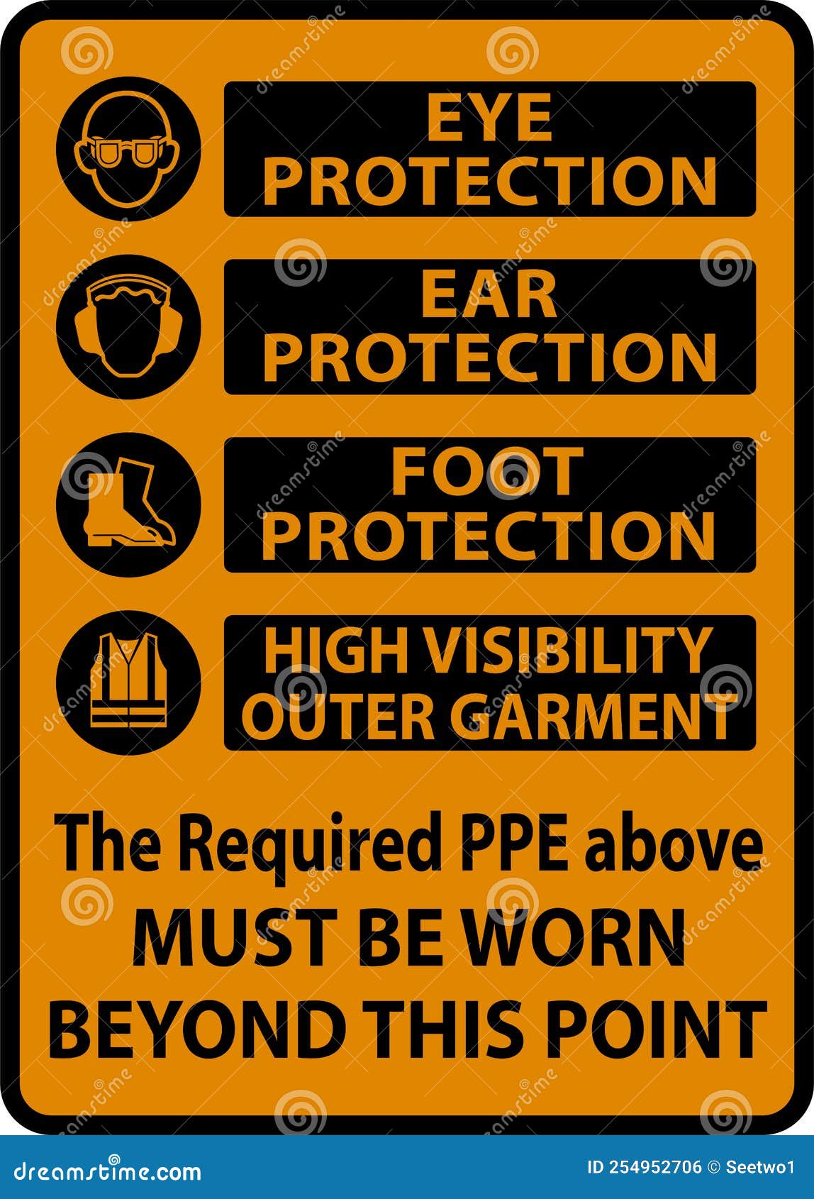 The Required PPE Must Be Worn Sign Stock Vector - Illustration of dust ...