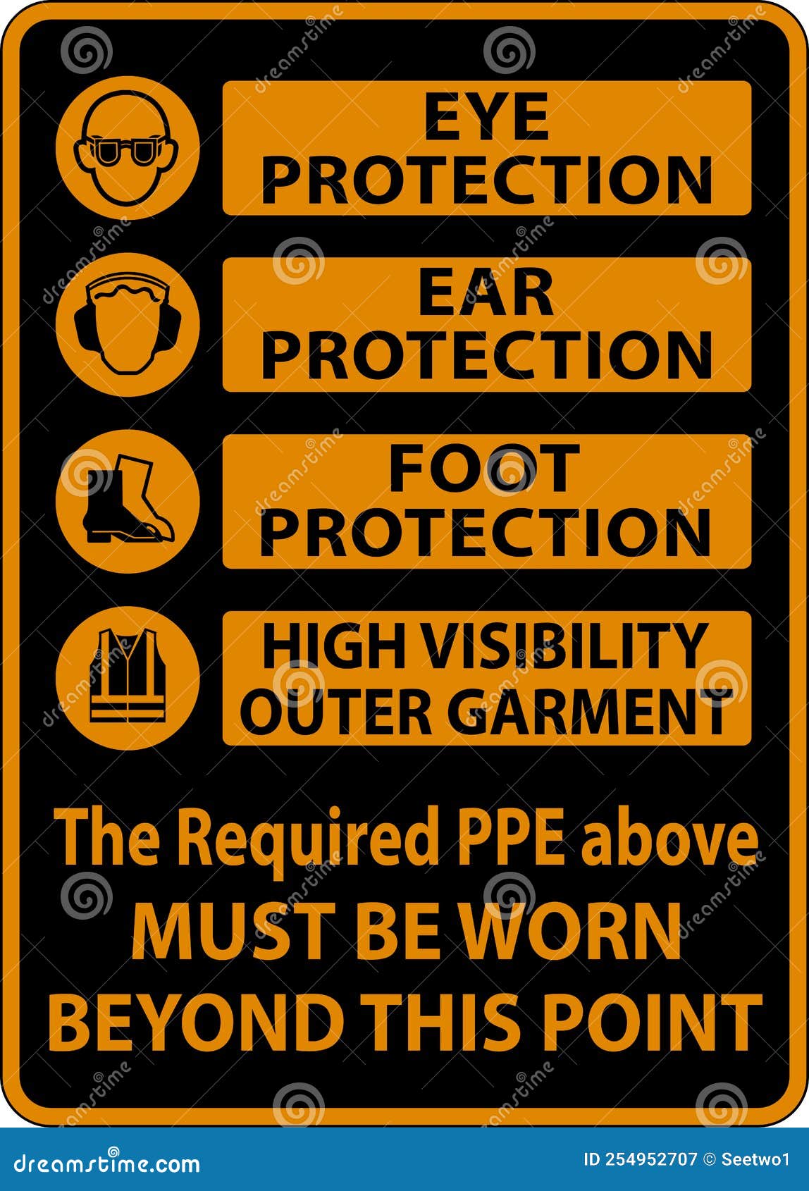 The Required PPE Must Be Worn Sign Stock Vector - Illustration of head ...