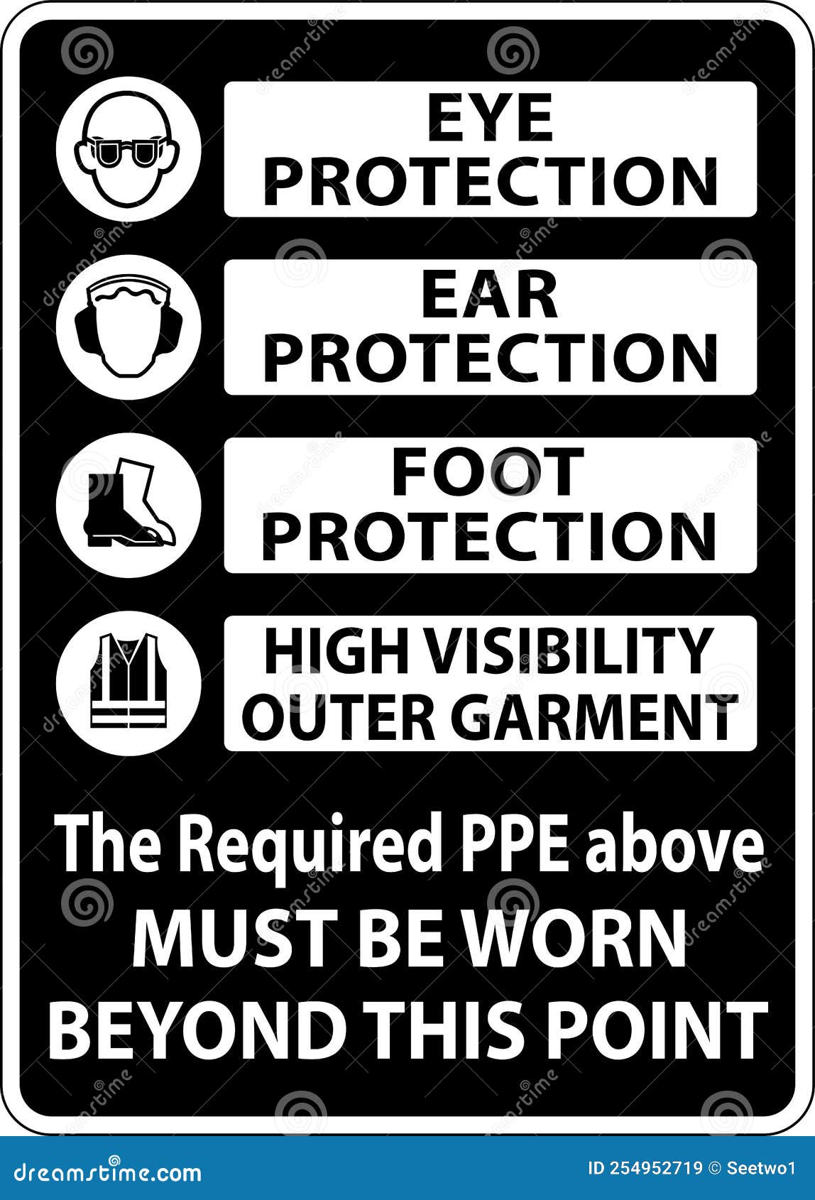 The Required PPE Must Be Worn Sign Stock Vector - Illustration of ...