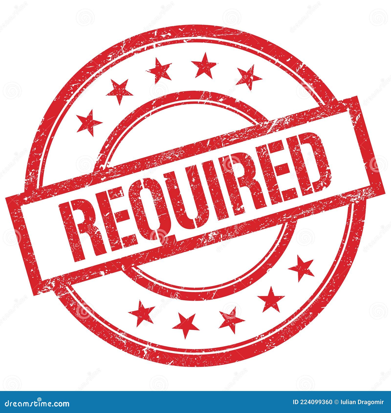 REQUIRED Text Written on Red Vintage Stamp Stock Illustration ...