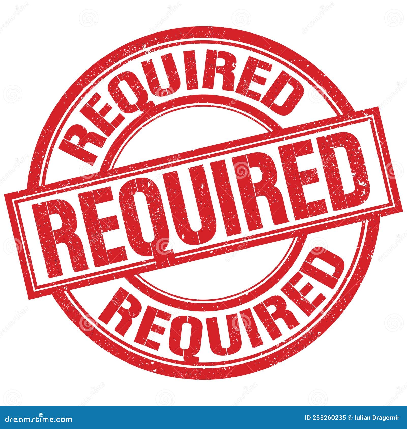 REQUIRED Written Word on Red Stamp Sign Stock Illustration ...