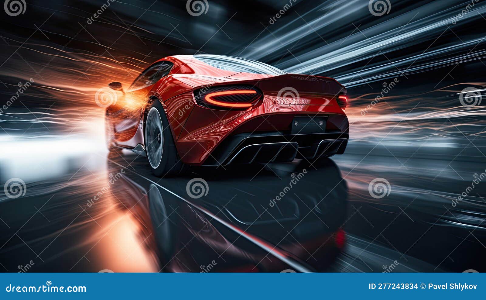 Res Hypercar Moves at High Speed in a Tunnel Stock Illustration ...