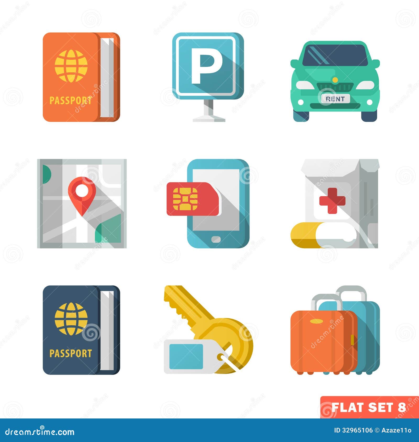 Resa plana symboler 2 vektor illustrationer. Illustration av ...