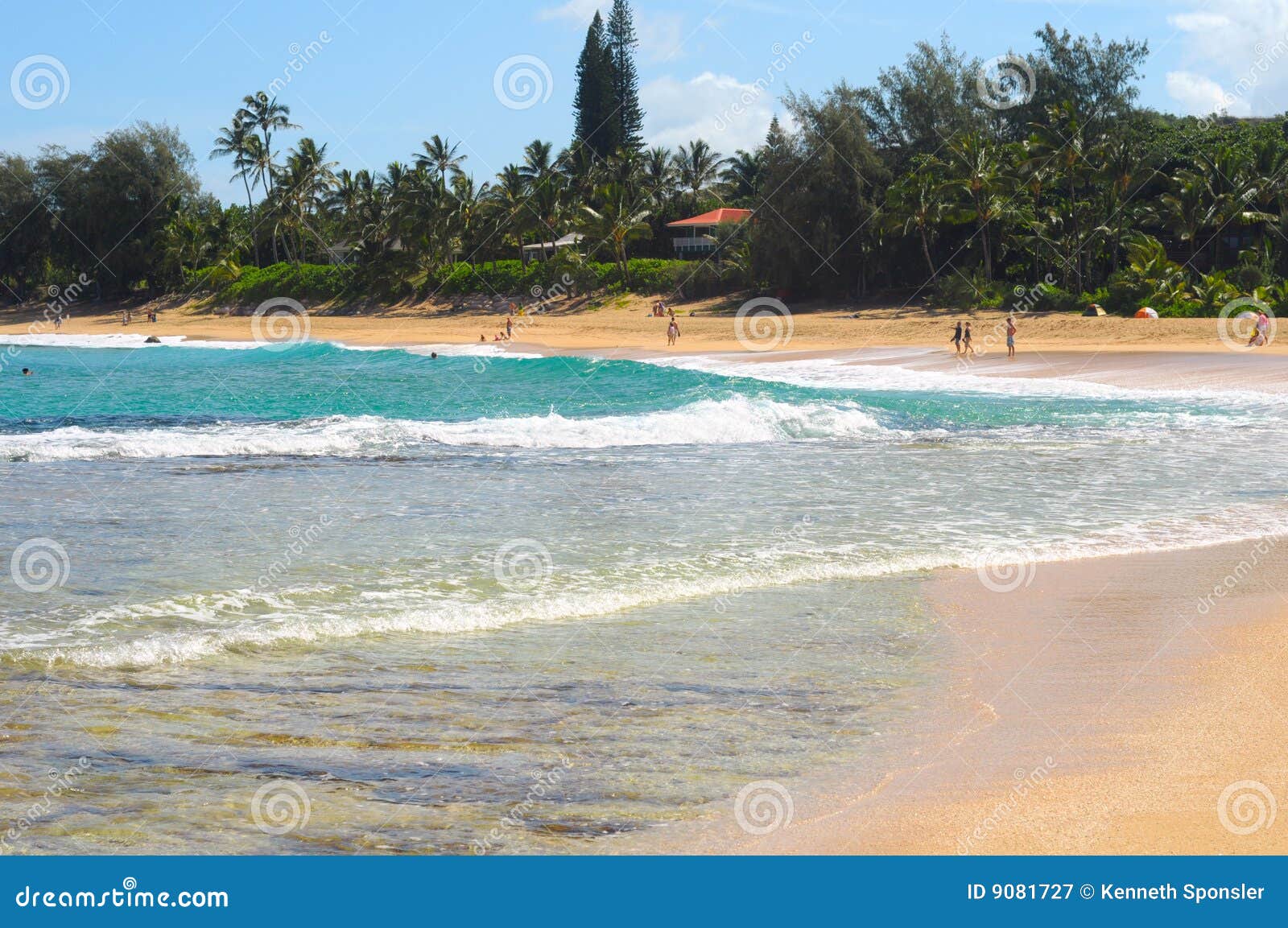 Resaca De La Playa De Haena Imagen de archivo - Imagen de onda, isla ...