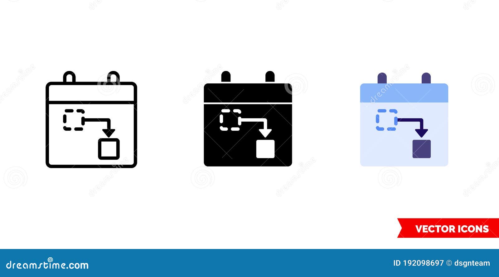 Rescheduling a Task Icon of 3 Types. Isolated Vector Sign Symbol. Stock ...
