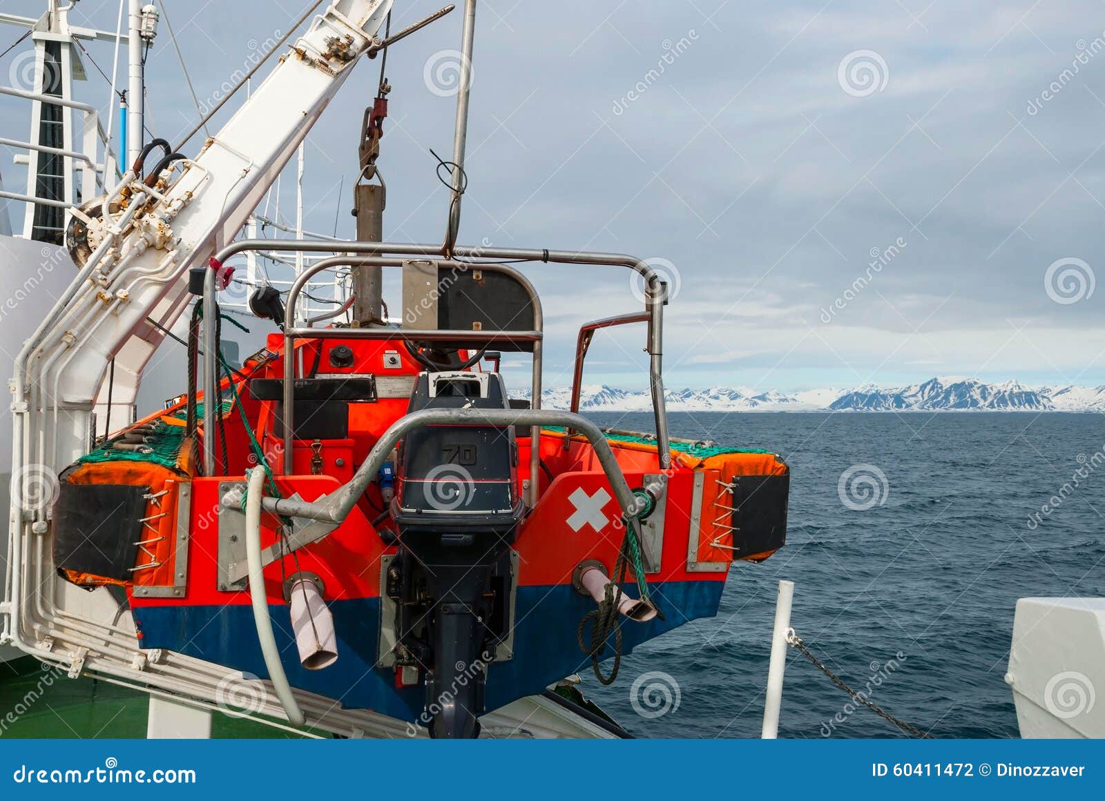 Rescue Boat Attached on Main Ship Stock Photo - Image of raft, blue ...