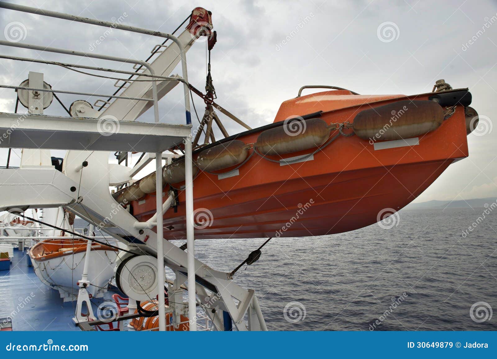 Rescue Boat on the Ship at Sea Stock Image - Image of rescuer, boat ...
