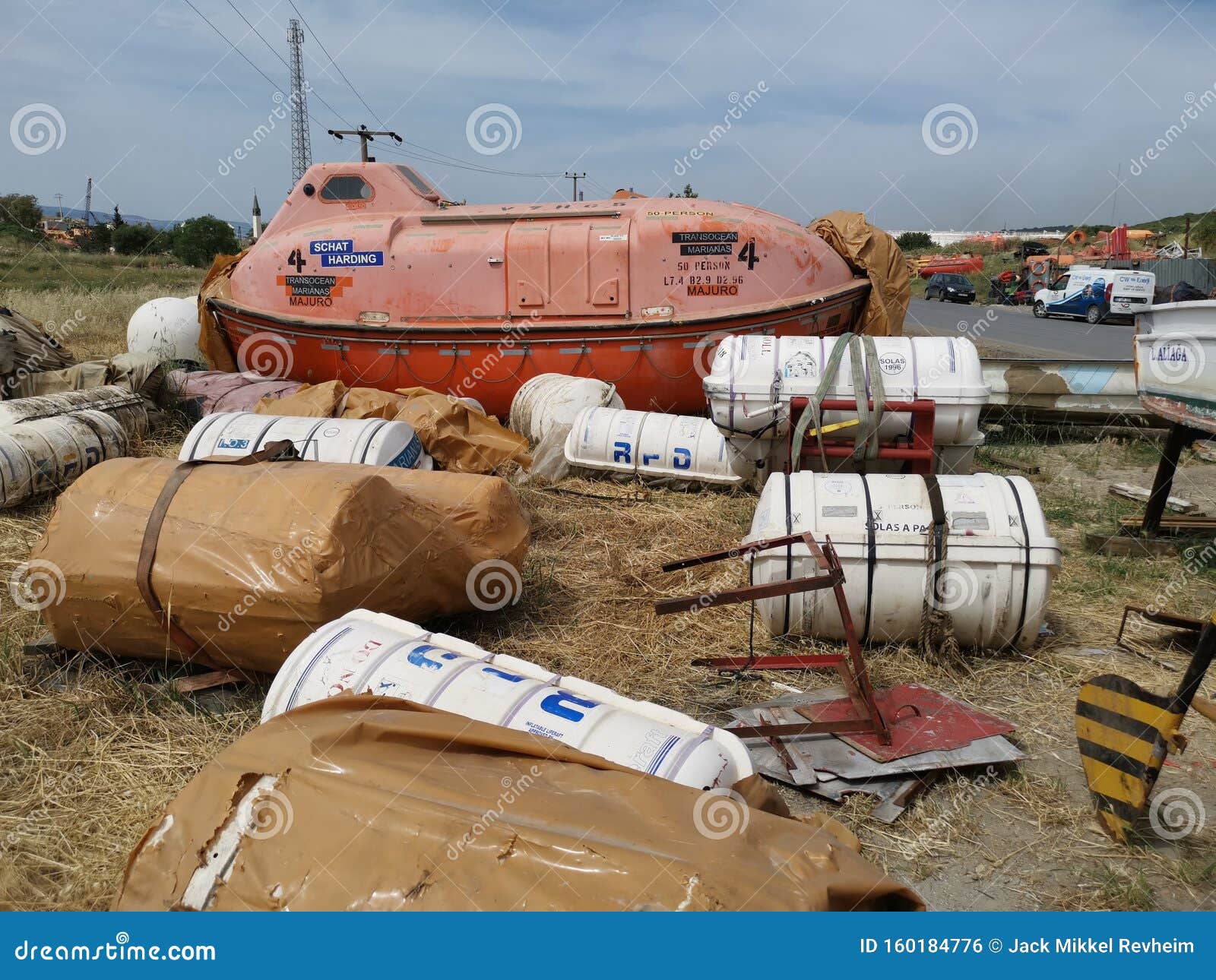 Rescue Boat at a Shipyard with Other Equipment Editorial Photo - Image ...