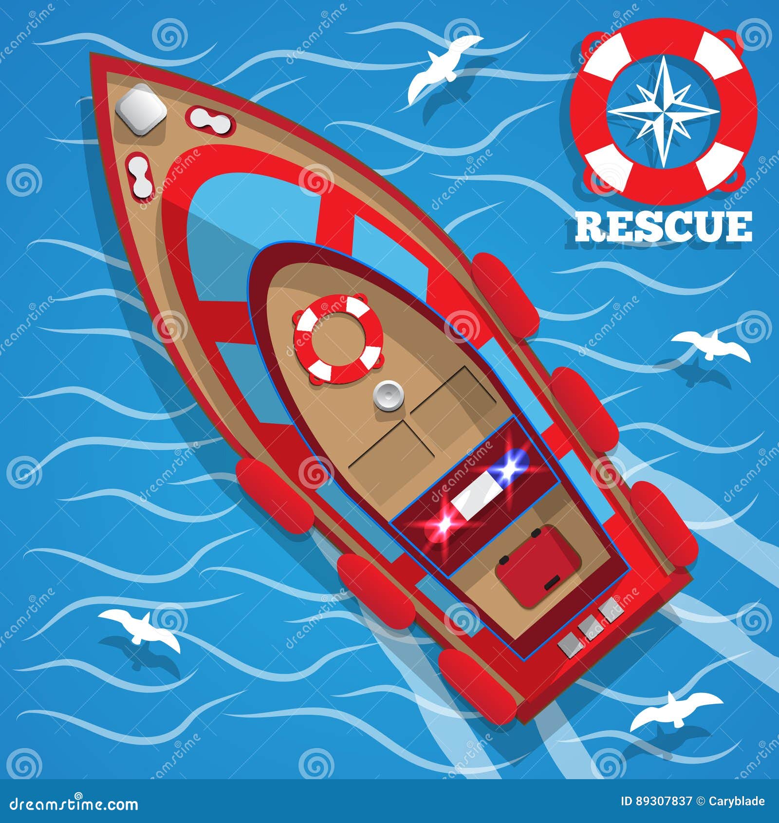 Rescue boat. stock vector. Illustration of element, lifebuoy - 89307837