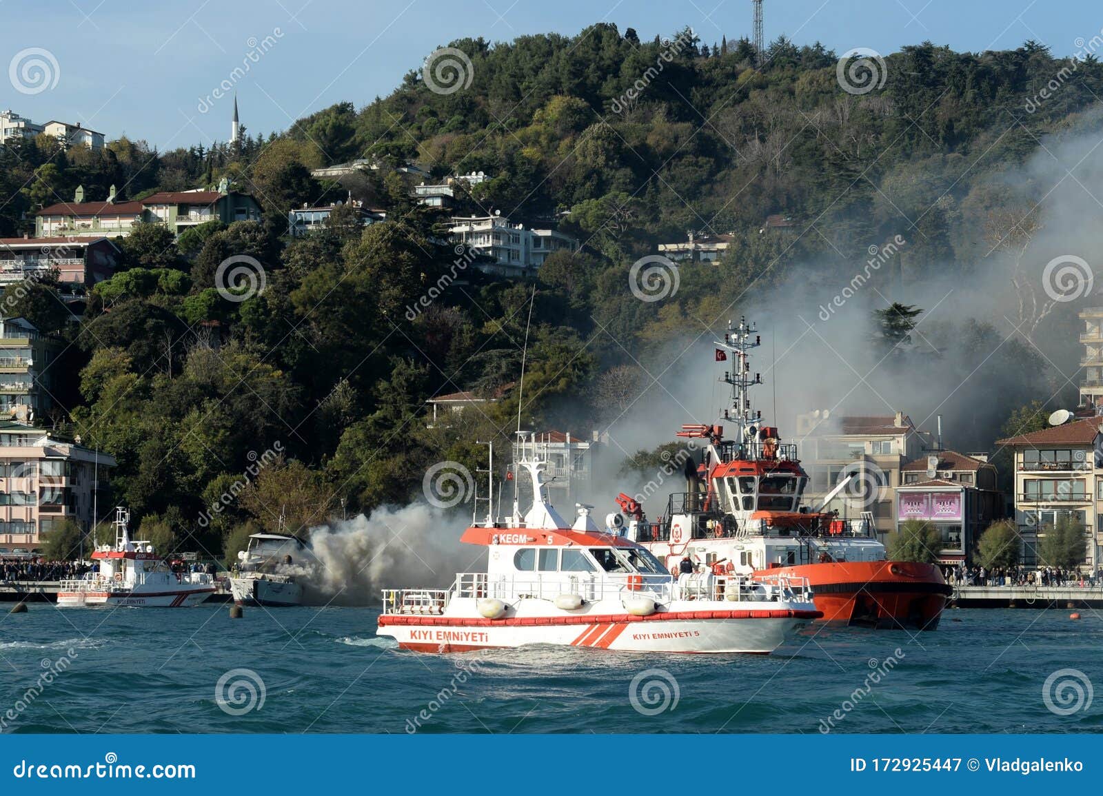Rescue Boats Put Out a Fire on a Passenger Ship in the Bosphorus ...