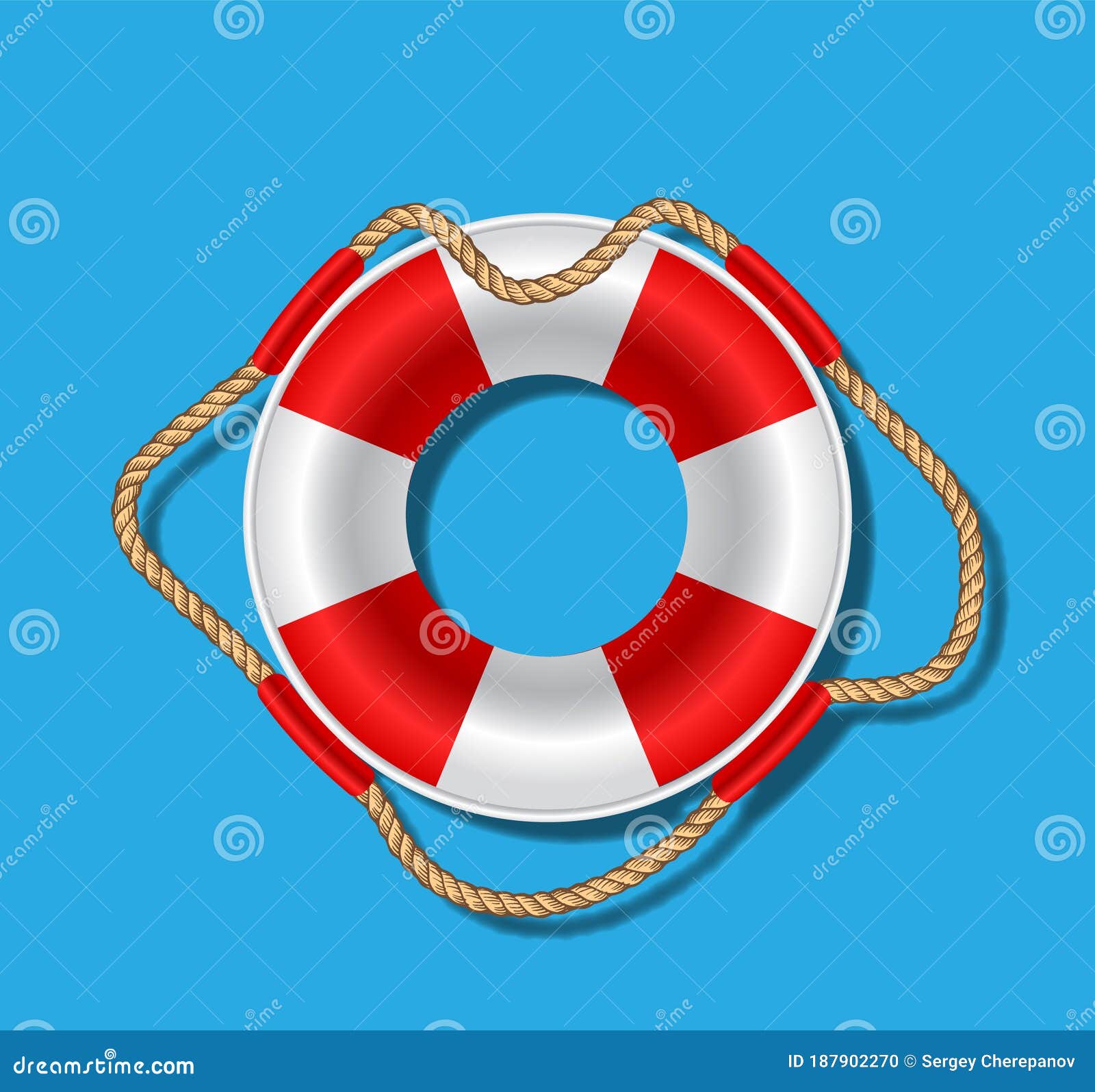 Rescue Circle with Ropes on a Blue Background with a Shadow Stock ...