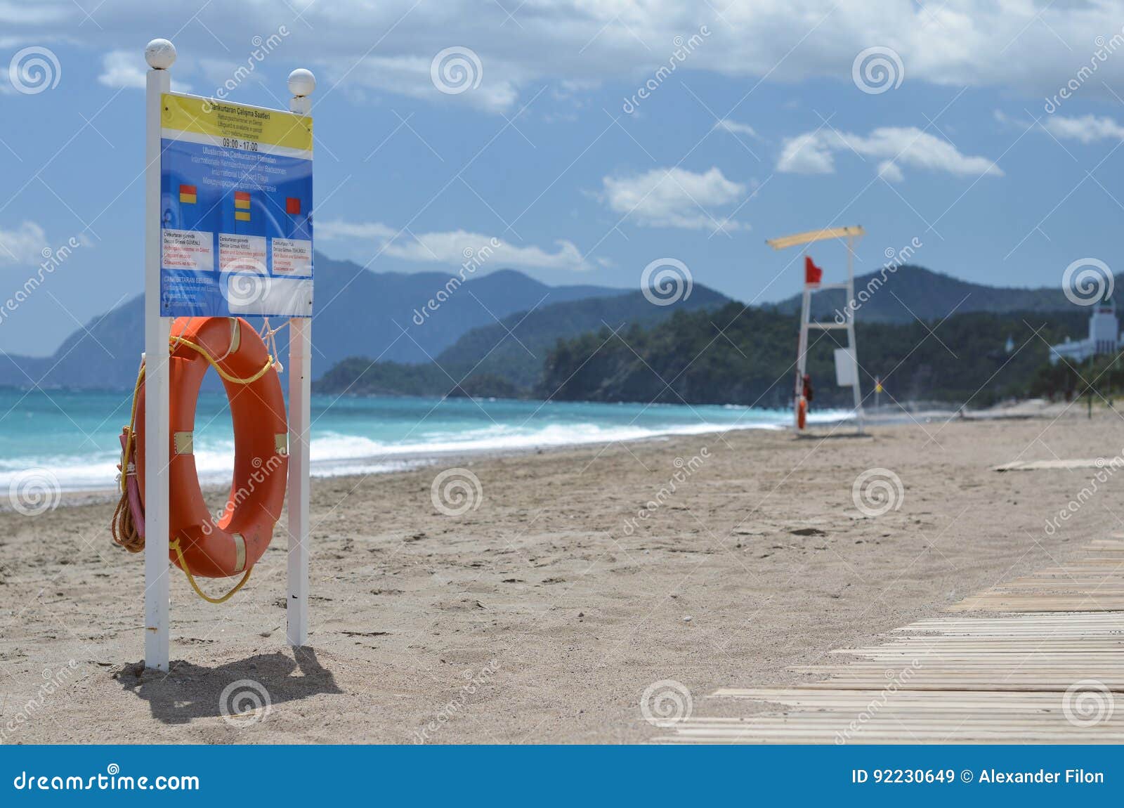 Rescue Circle and Tower on the Beach Stock Image - Image of equipment ...