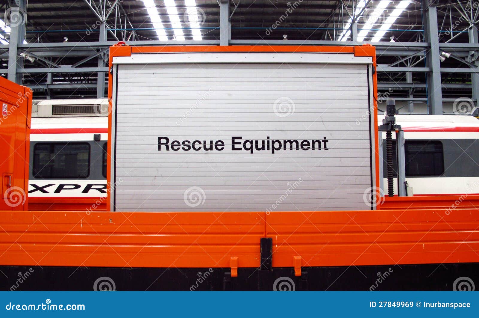 Rescue Equipment on the Truck of Train. Stock Image - Image of ...