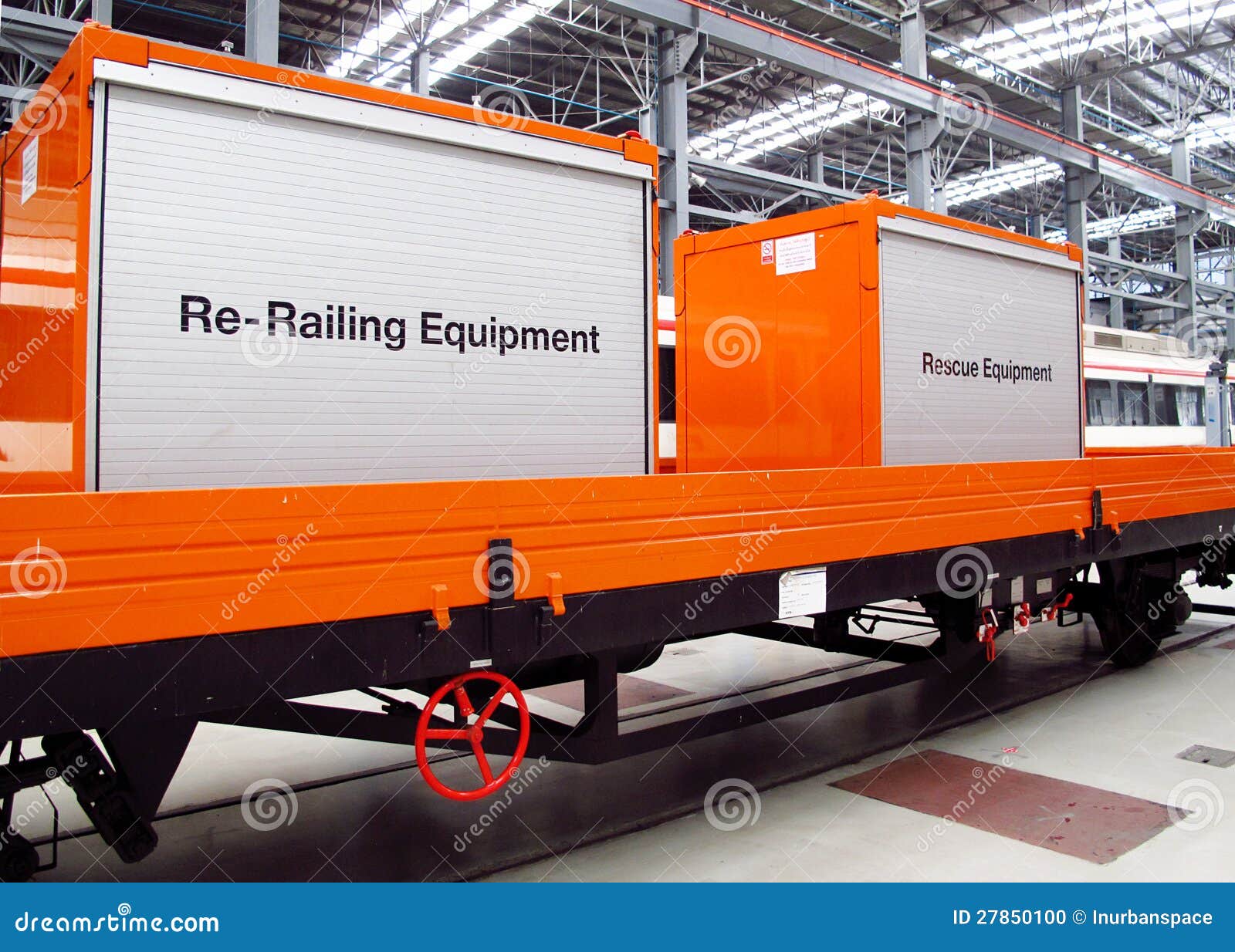 Rescue Equipment on the Truck of Train. Stock Photo - Image of rescue ...