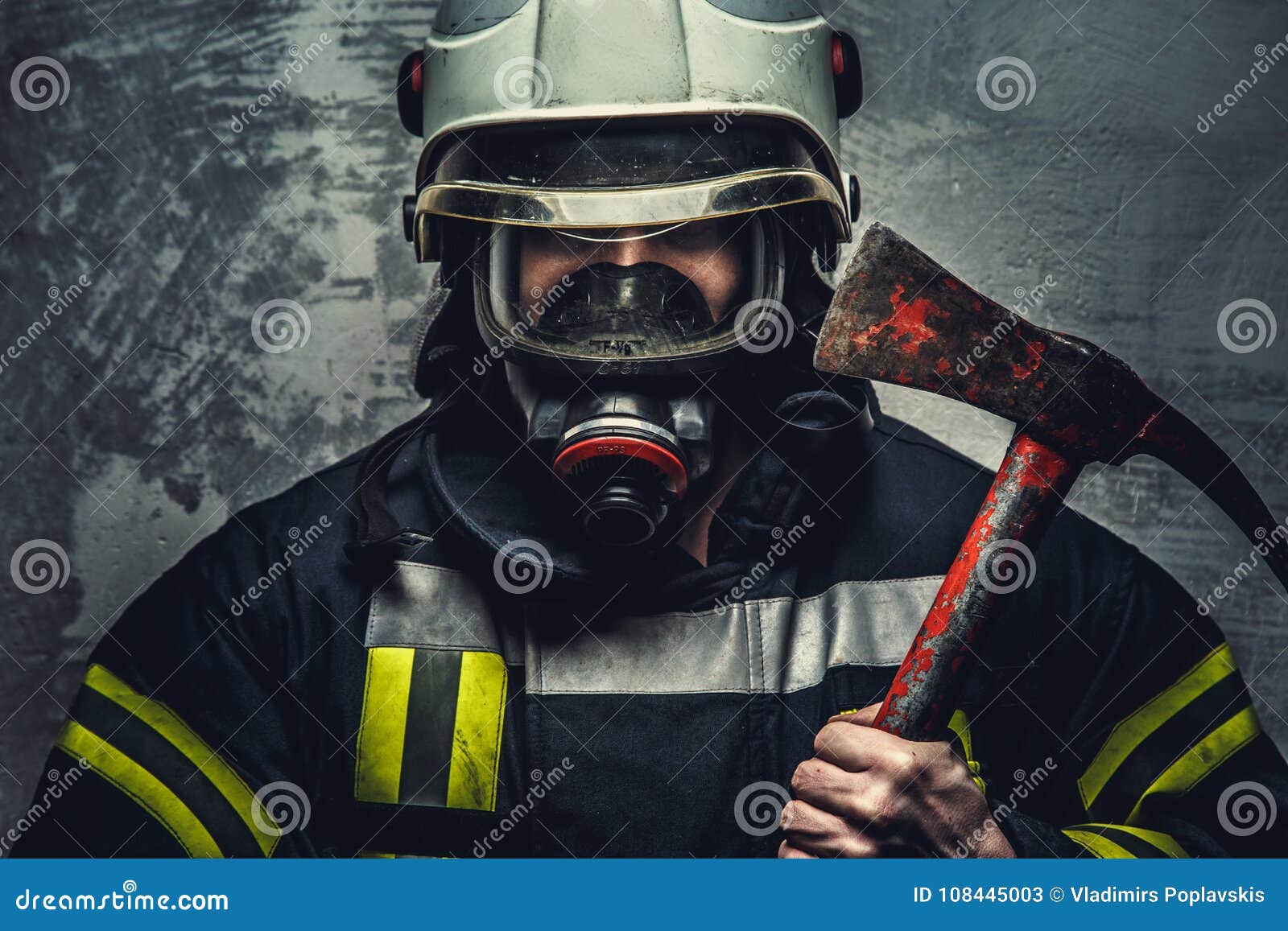 Rescue Firefighter Man In Oxygen Mask. Stock Photo | CartoonDealer.com ...