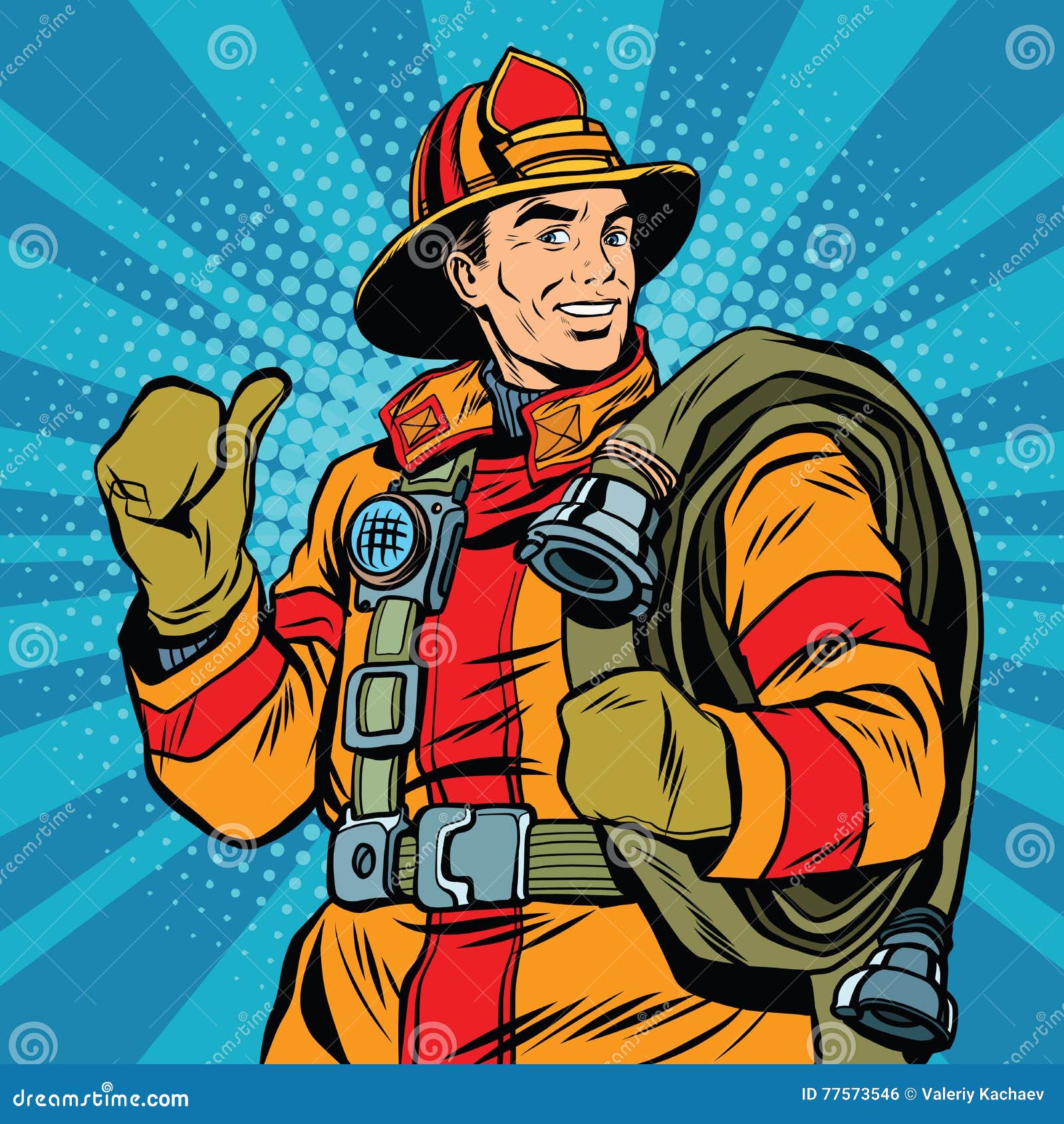 Pop Art Firefighter. Cartoon Vector | CartoonDealer.com #78574169