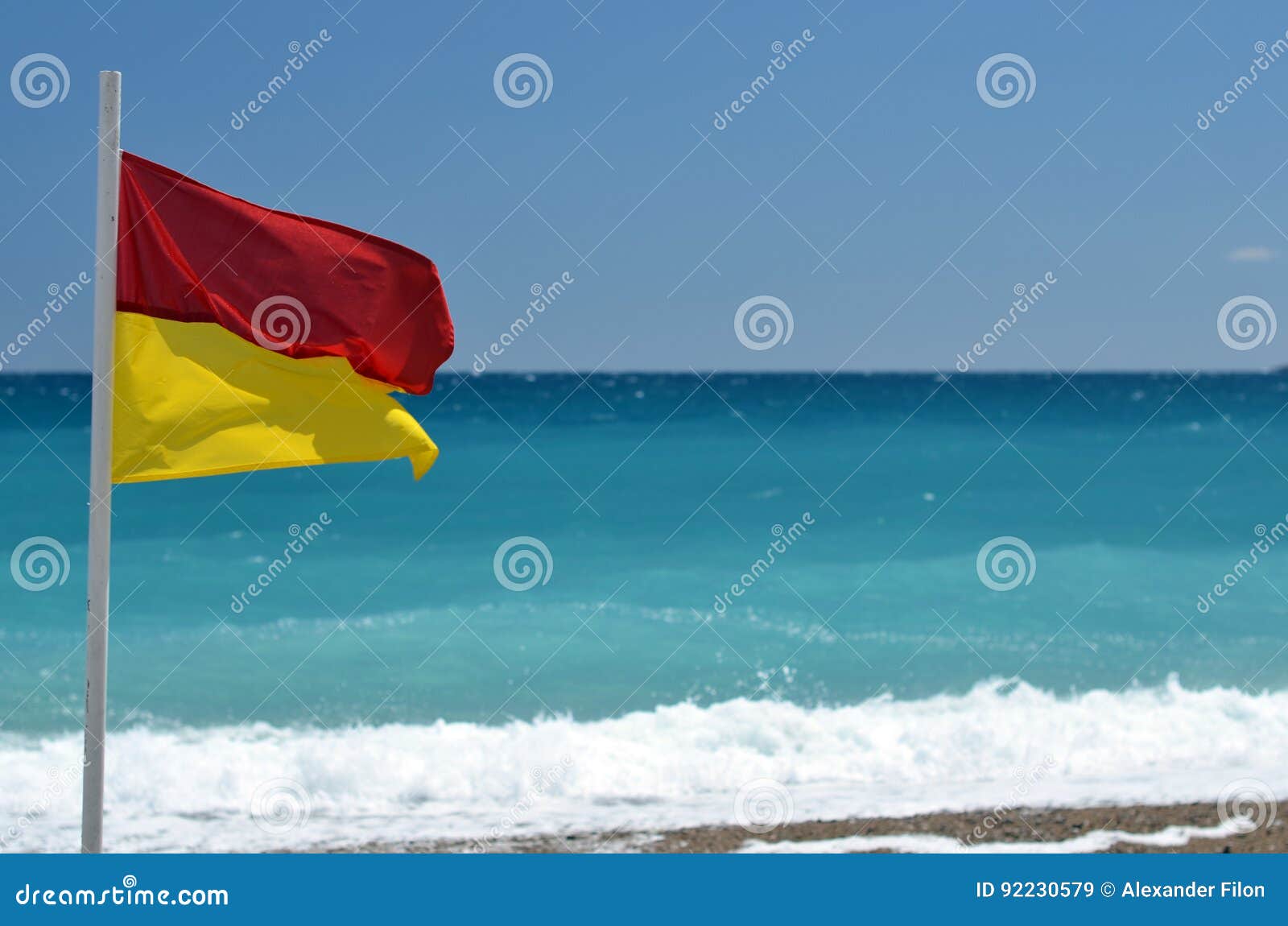 Rescue flag on beach stock image. Image of orange, caution - 92230579