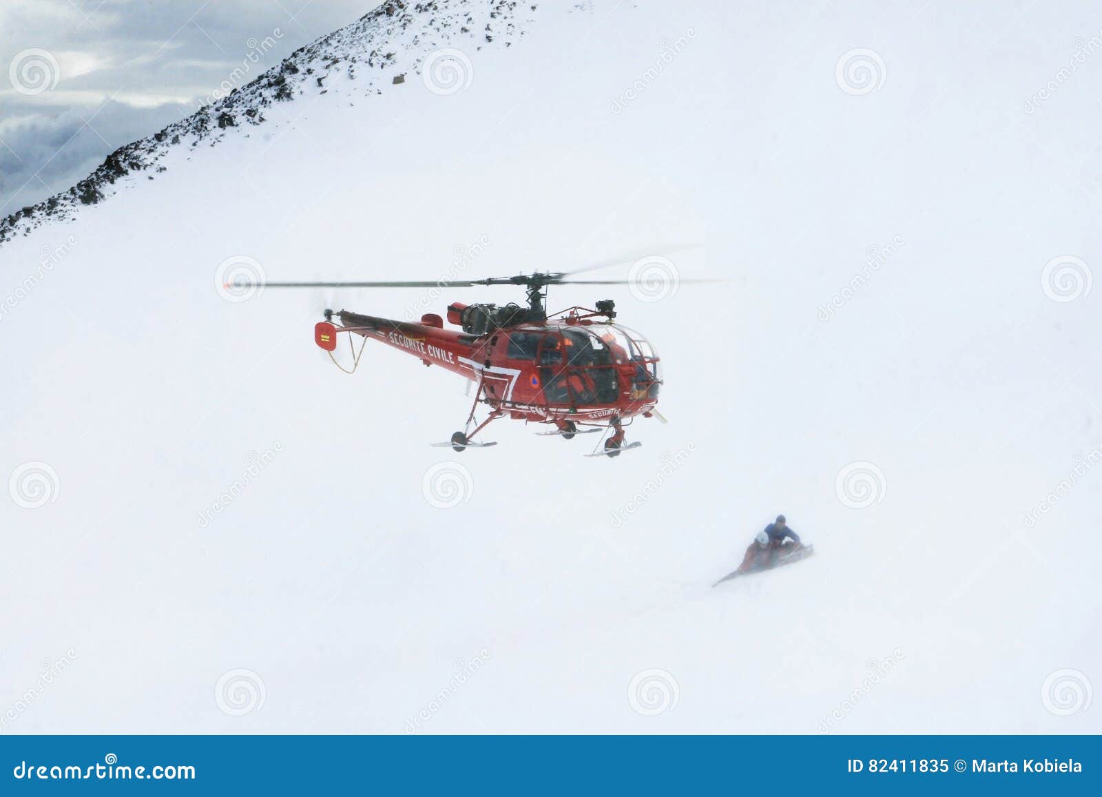 Rescue Flying Helicopter on Background of the Alps Mountains Editorial ...