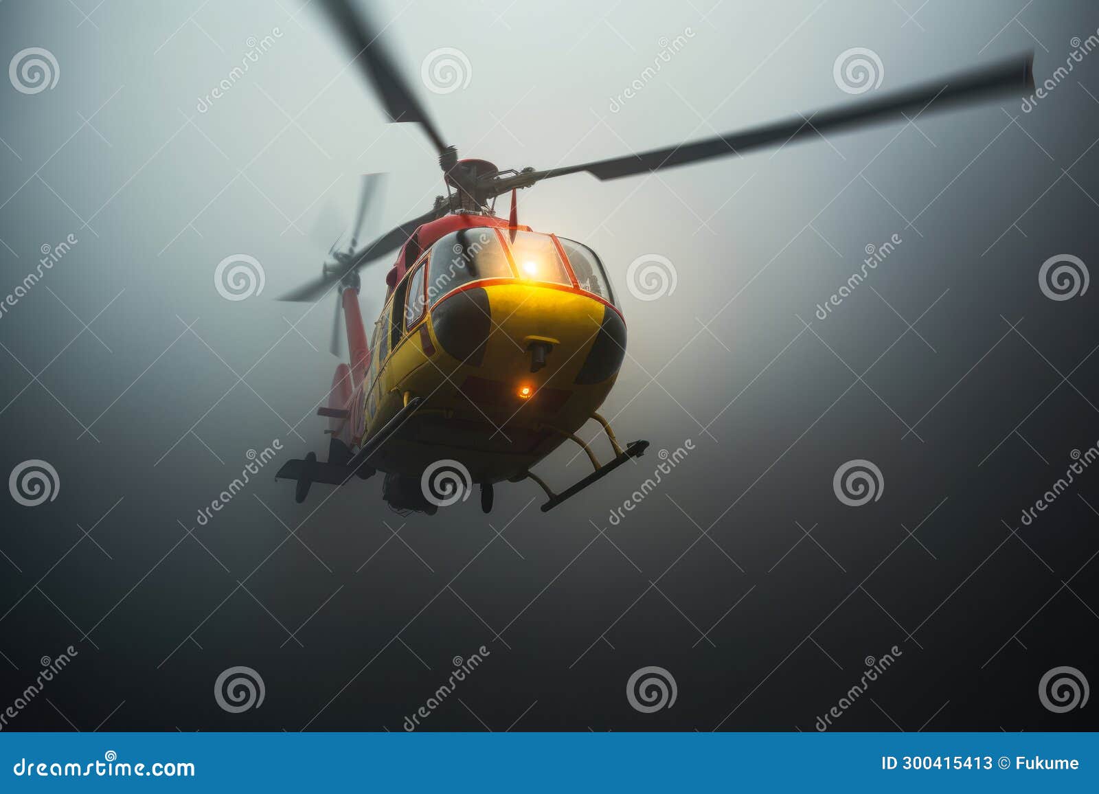 Rescue Helicopter in the Fog Generative Ai Stock Image - Image of ...