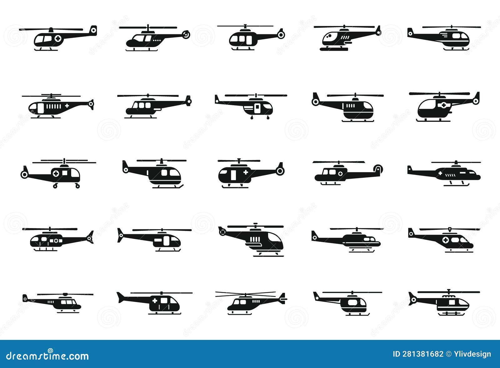 Rescue Helicopter Icons Set Simple Vector. Air Engine | CartoonDealer ...