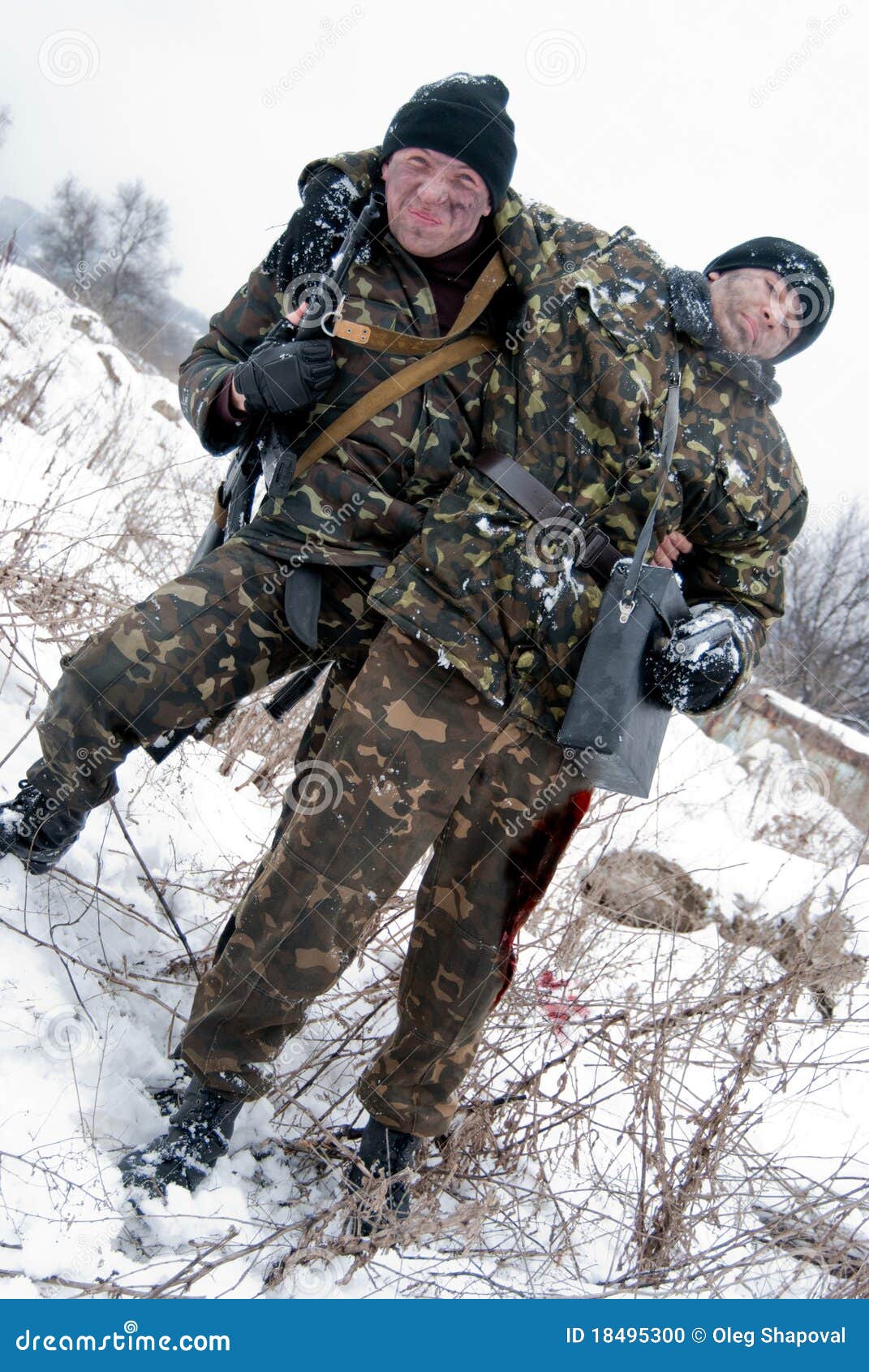 Rescue of Injured of Soldier Stock Photo - Image of attack, leisure ...