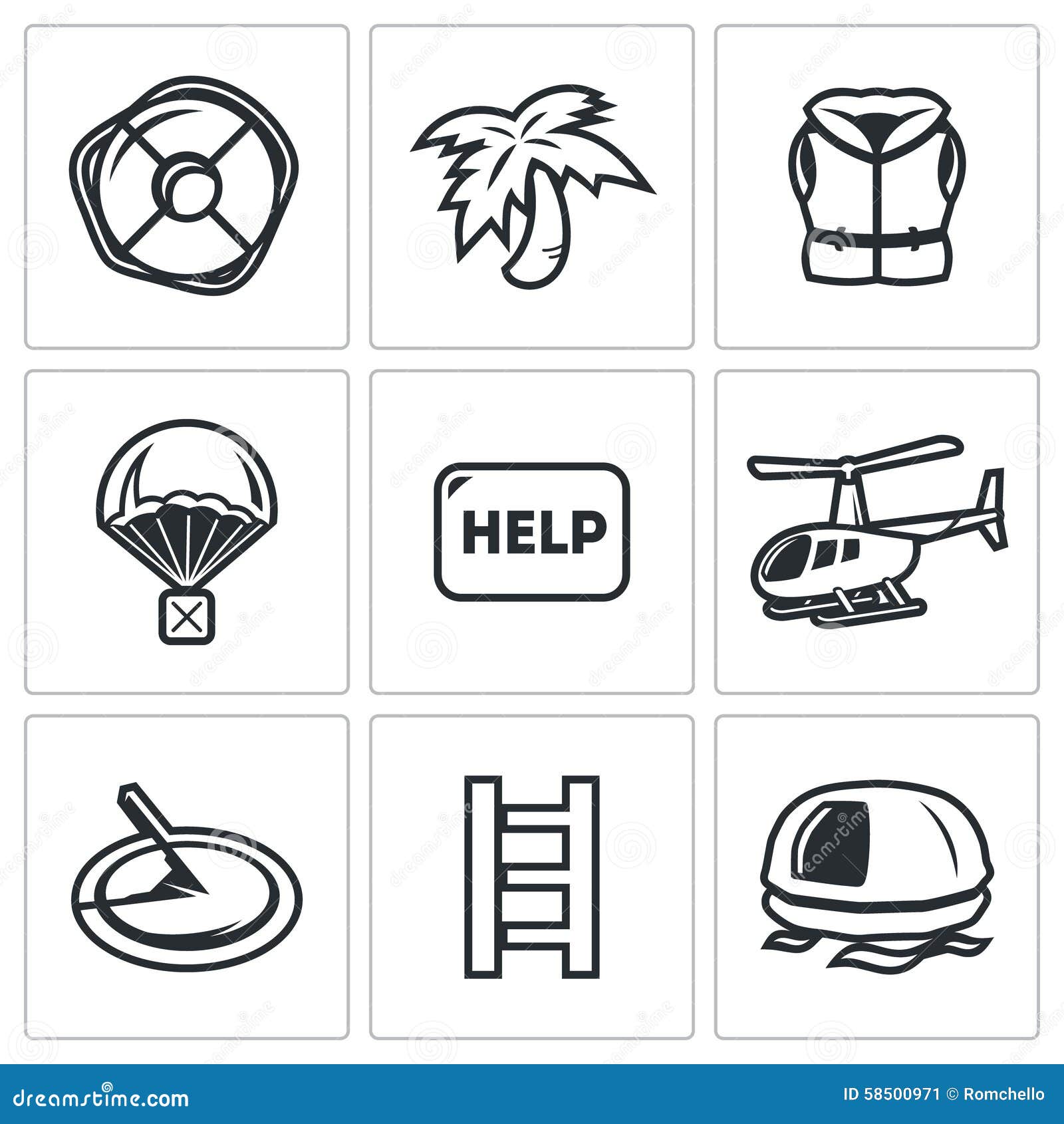 Rescue Operation Icons Set. Vector Illustration. Stock Illustration ...