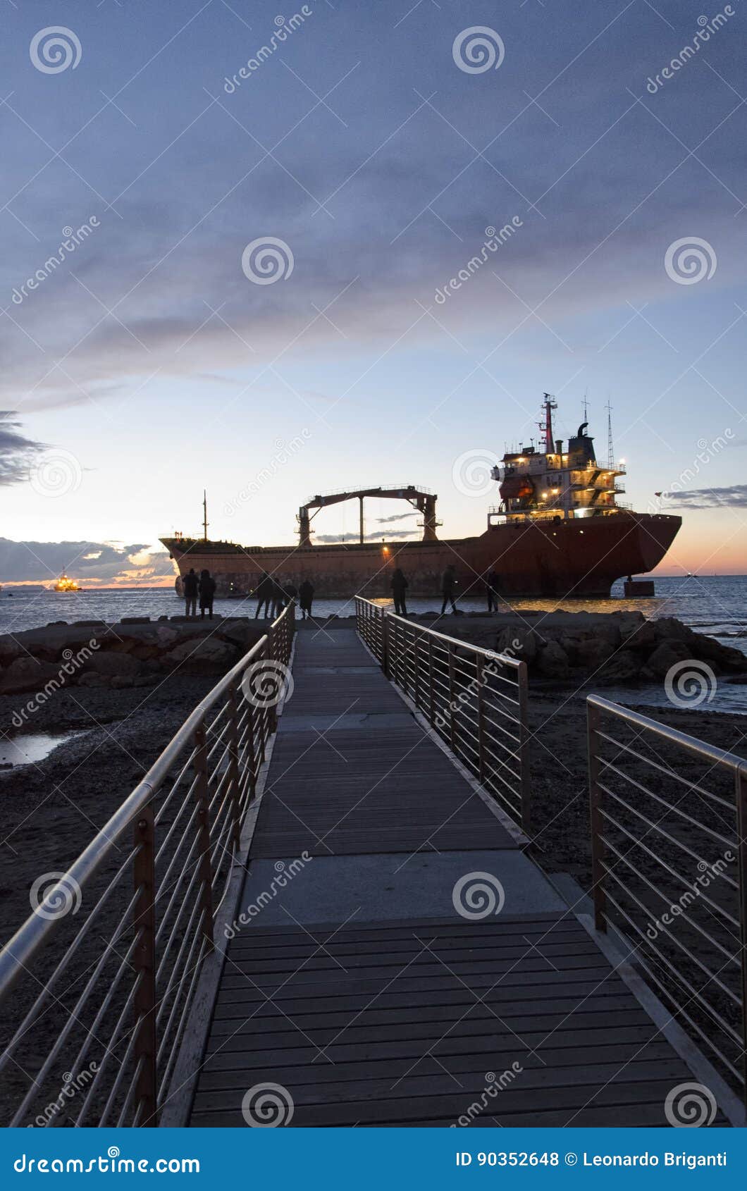 Rescue Operations of a Beached Cargo Ship Stock Photo - Image of ...