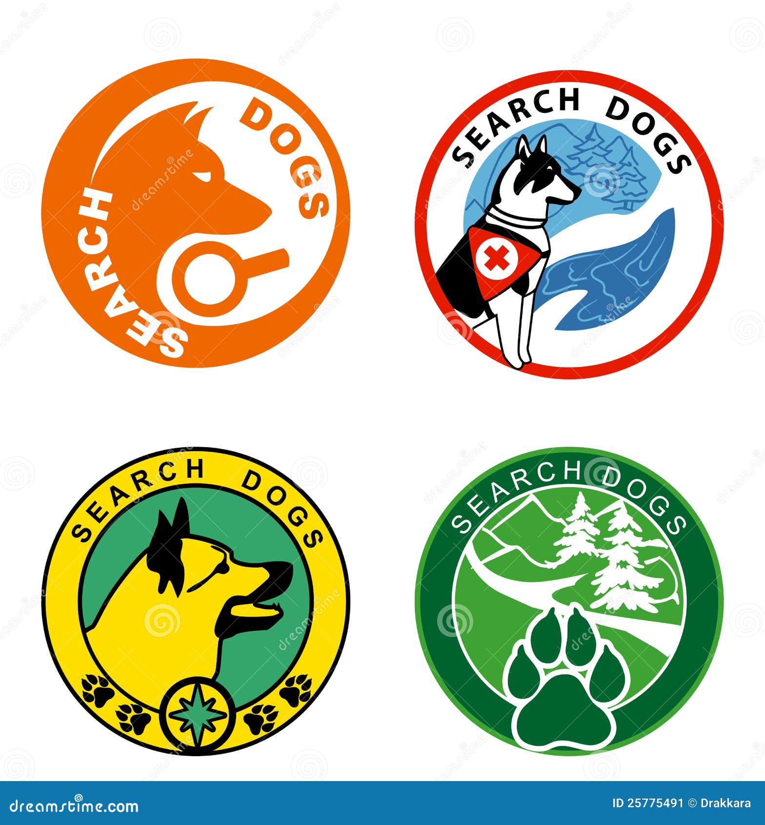 Rescue and search dog stock vector. Illustration of green - 25775491