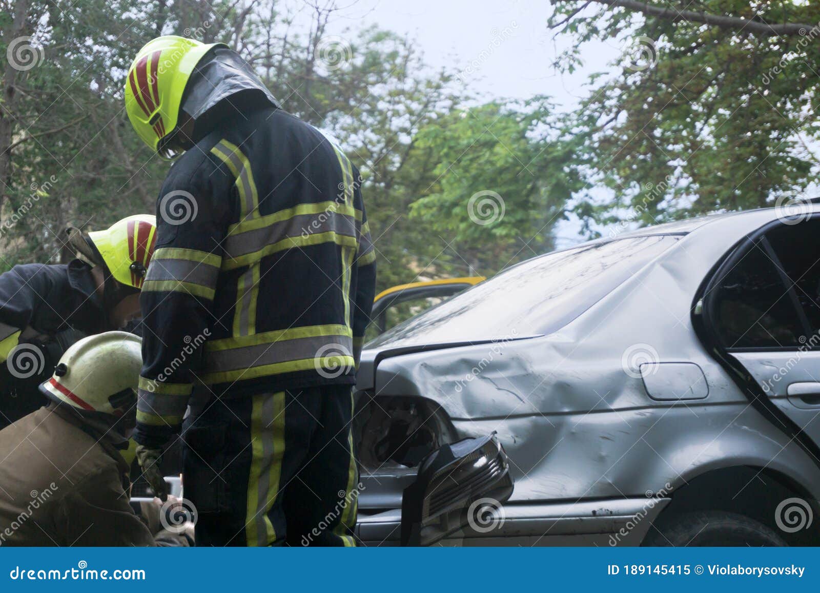 Rescue Service Team is Working with Broken Car Editorial Image - Image ...