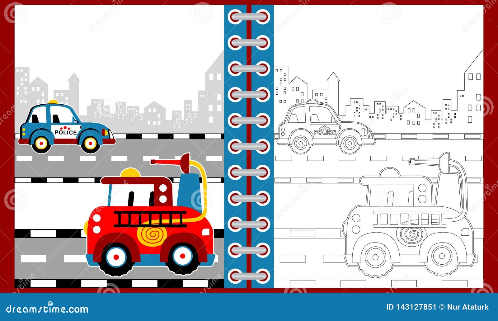 Rescue Team Cartoon, Coloring Book/page Stock Vector - Illustration of ...