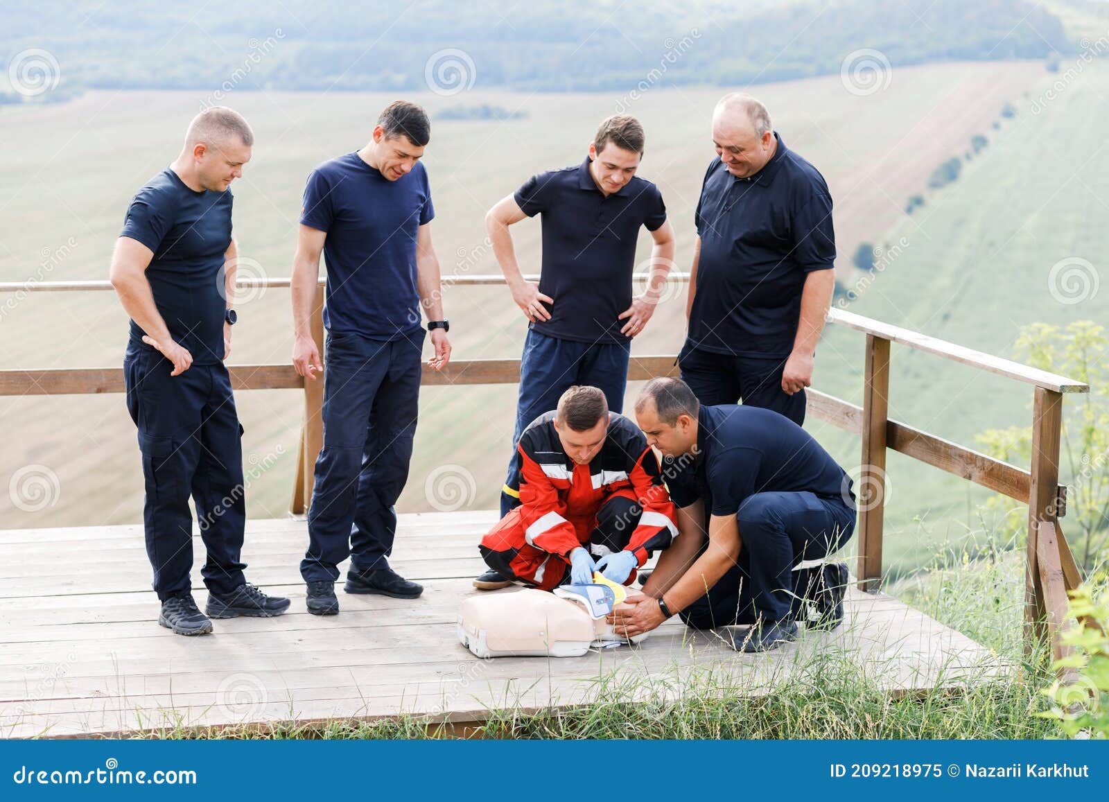 Rescue Team. the Man Shows the Provision of First Aid in the ...