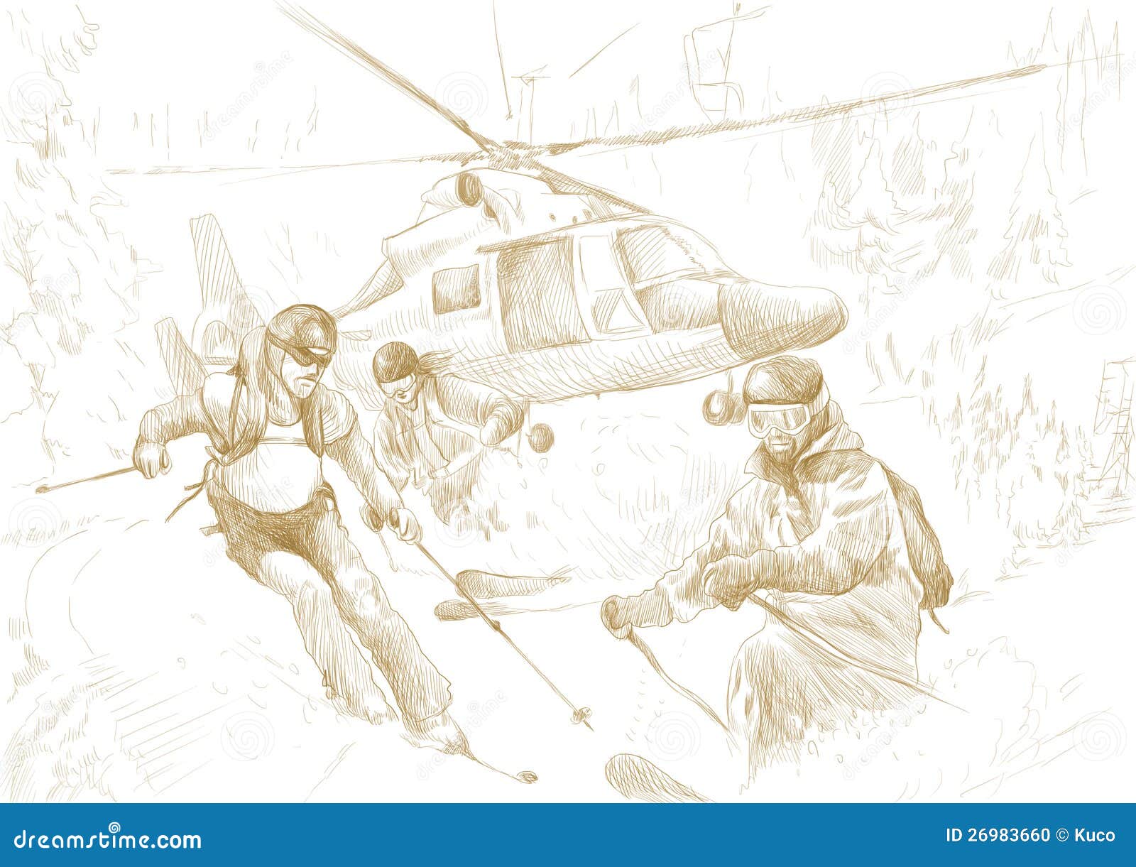 Rescue Team (skiers) stock vector. Illustration of racing - 26983660