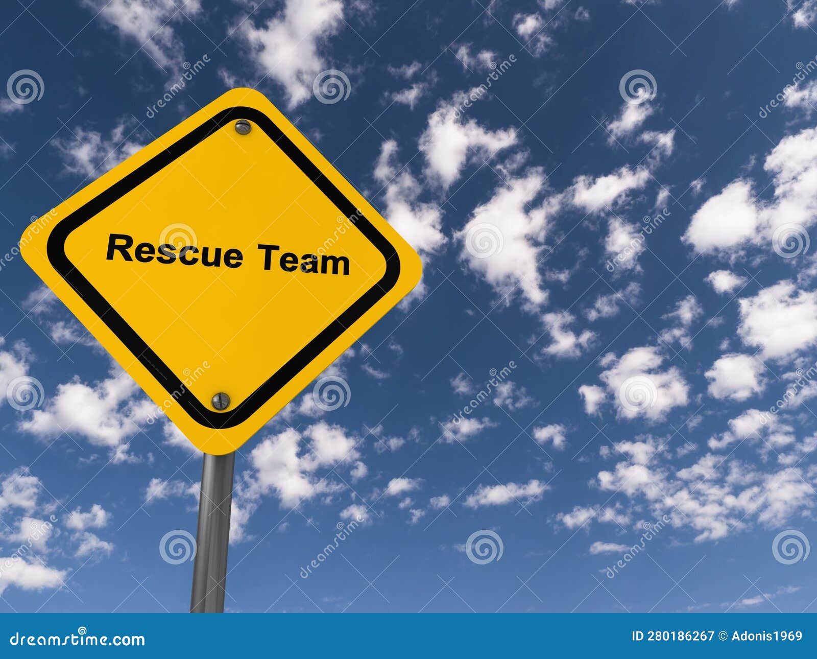 Rescue Team Traffic Sign on Blue Sky Stock Image - Image of avalanche ...