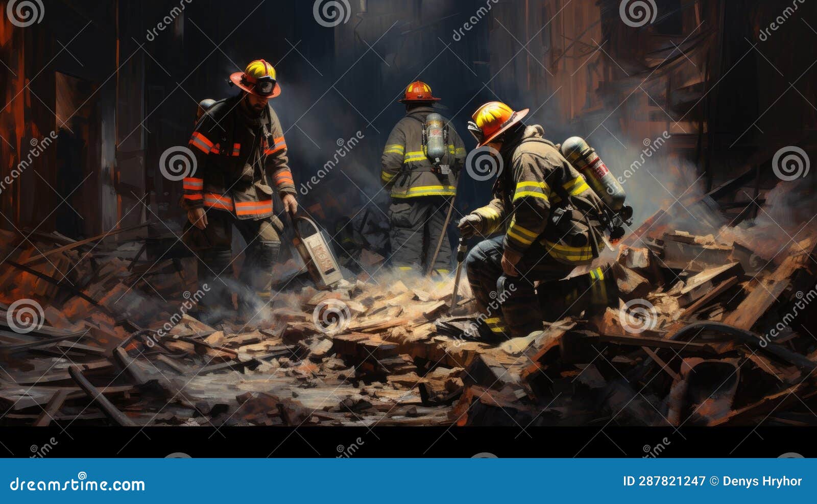 The Rescue Team is Working at the Site of the Man-made Disaster ...