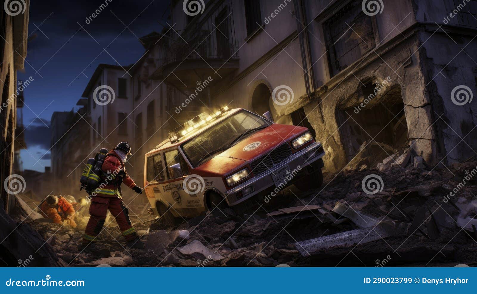 The Rescue Team is Working at the Site of the Man-made Disaster ...