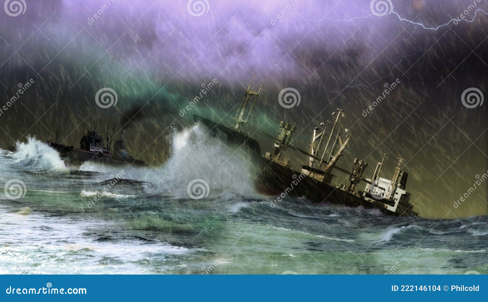 Rescue under the storm stock illustration. Illustration of courage ...