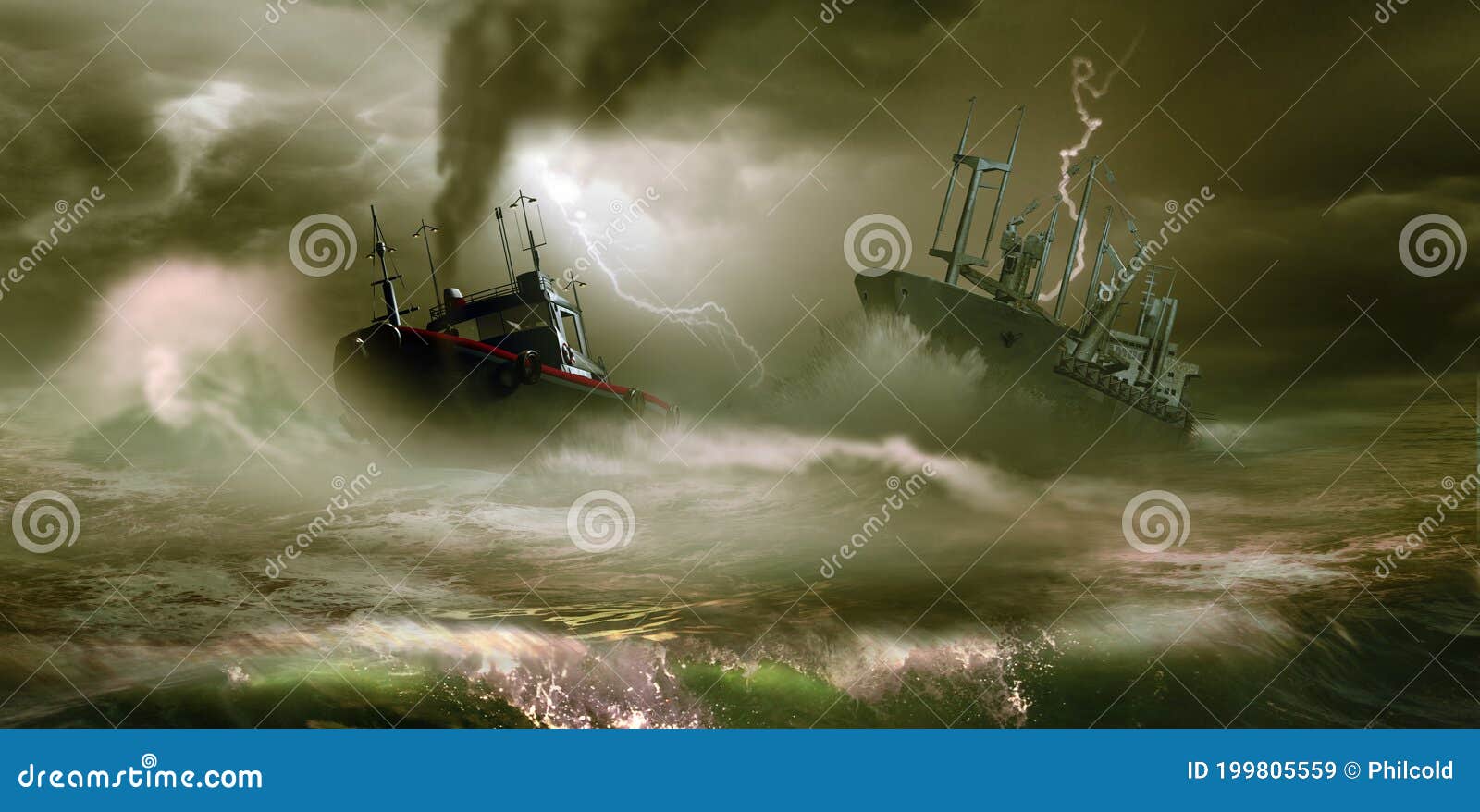 Rescue under the storm stock illustration. Illustration of grey - 199805559
