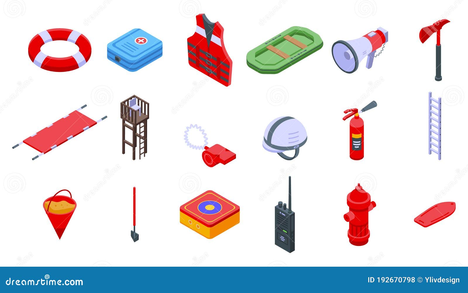 Rescuer Icons Set, Isometric Style Stock Vector - Illustration of ...
