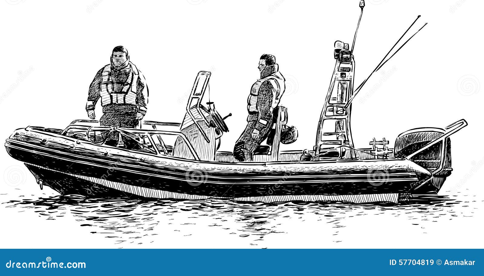 Rescuers in a lifeboat stock vector. Illustration of contemporary ...