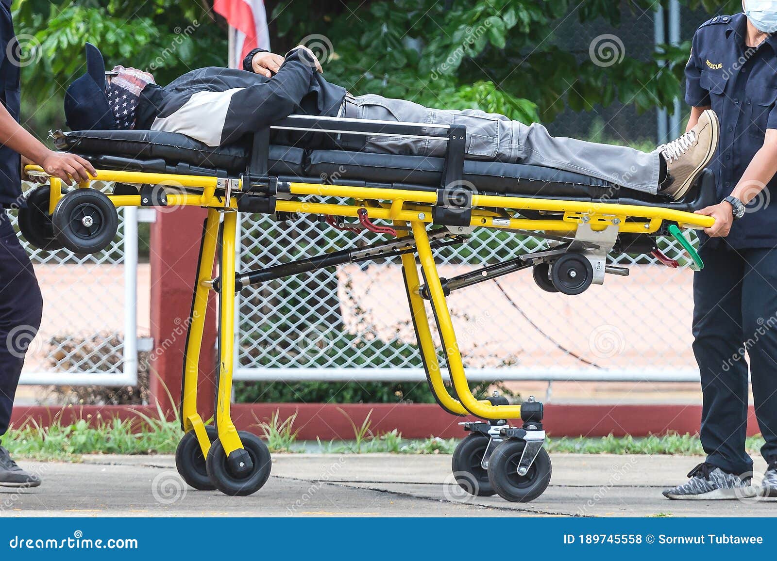 Rescuers Rescuing Emergency Bed Patients from Accidents Stock Photo ...