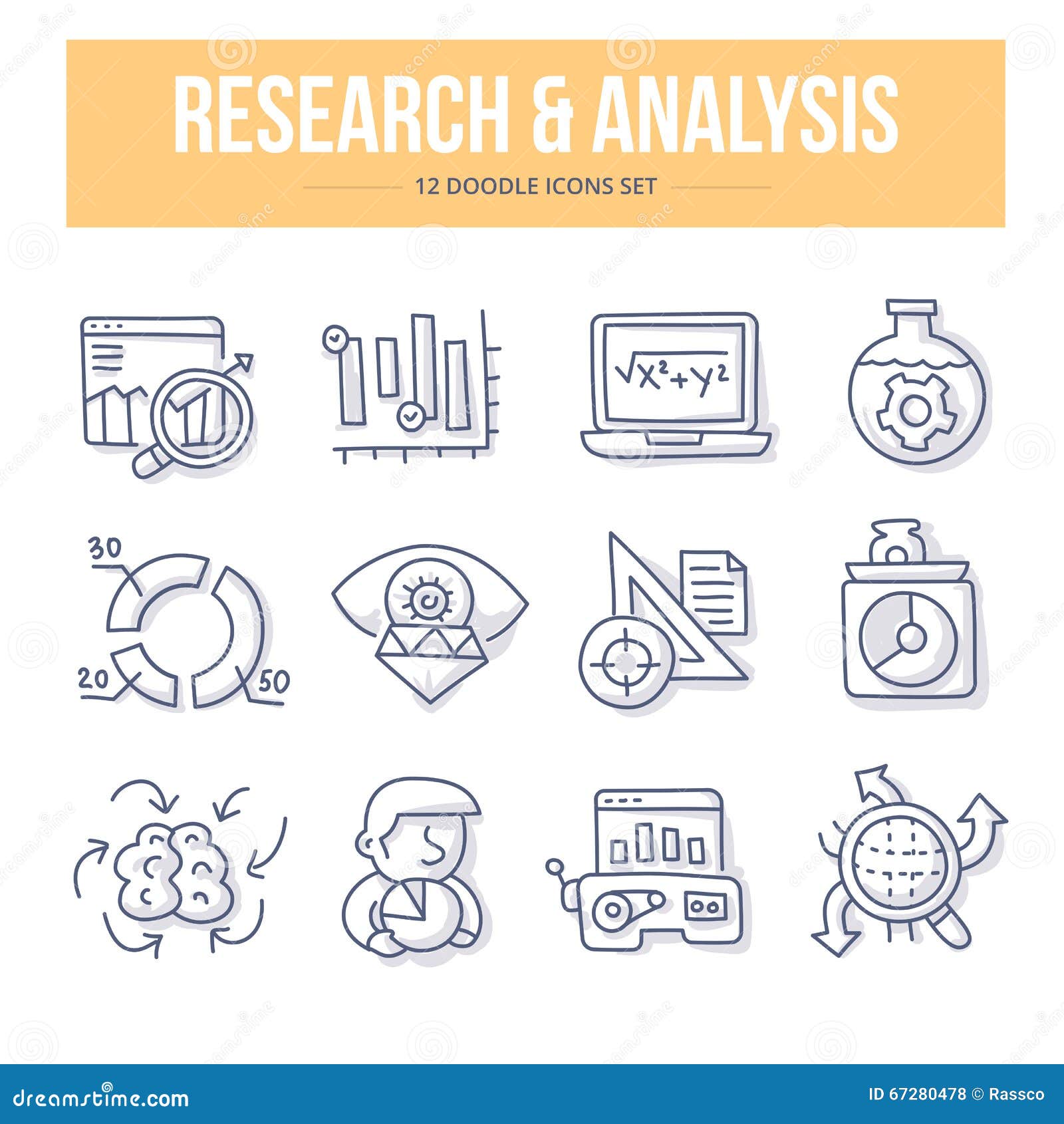 Research & Analysis Doodle Icons Stock Vector - Illustration of ...
