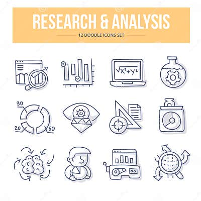 Research & Analysis Doodle Icons Stock Vector - Illustration of ...