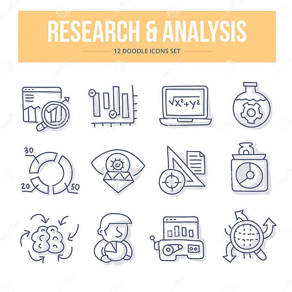 Research & Analysis Doodle Icons Stock Vector - Illustration of ...