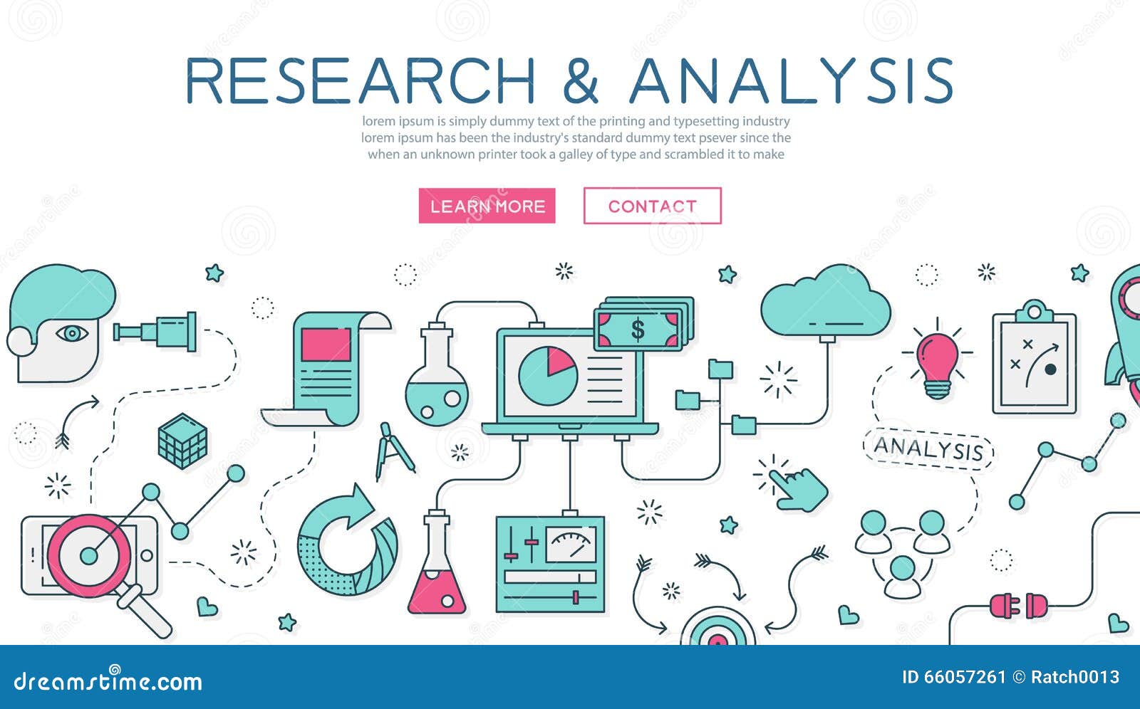 Research and Analysis for Website Banner and Landing Page Stock Vector ...