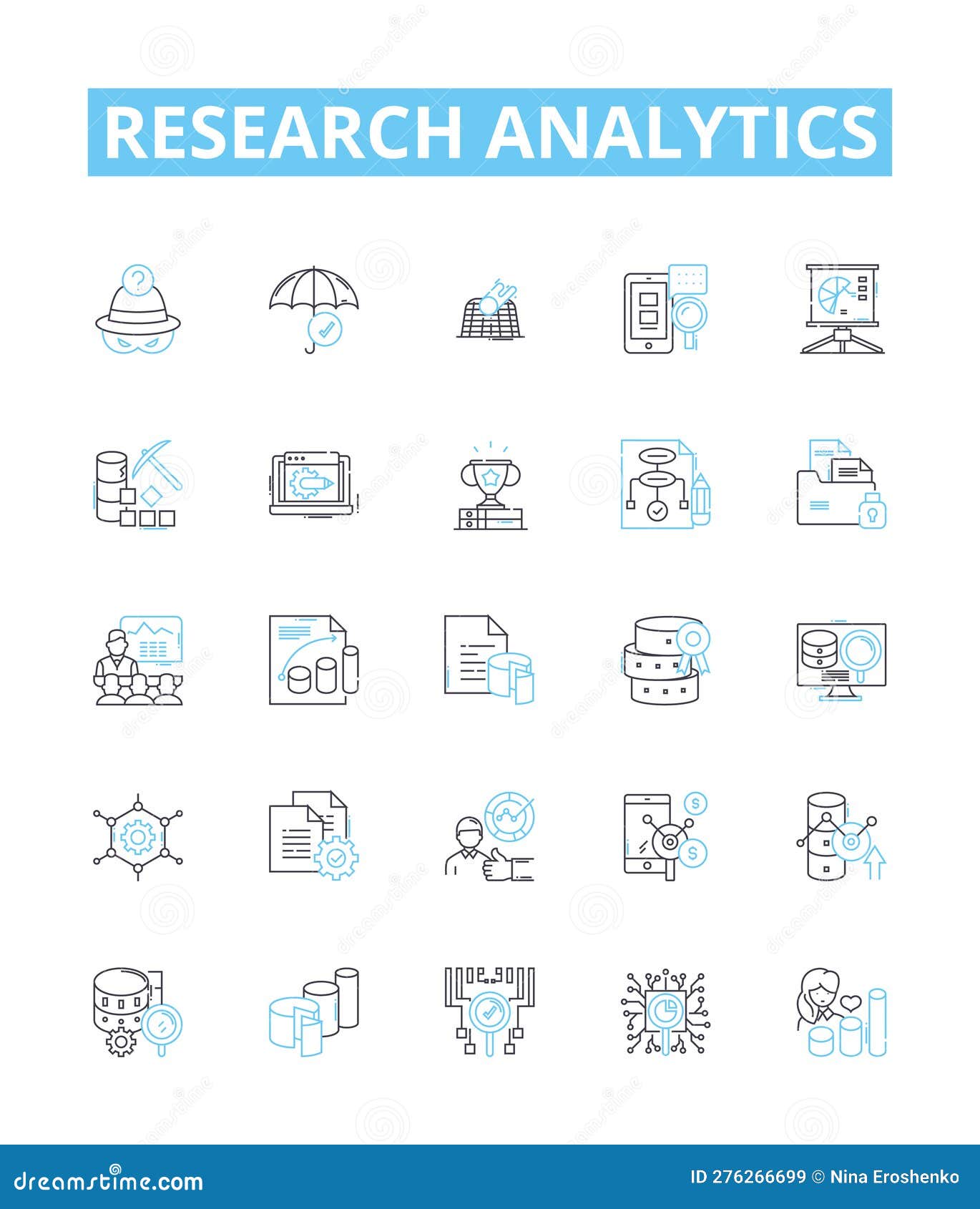 Research Analytics Vector Line Icons Set. Analytics, Research, Data ...