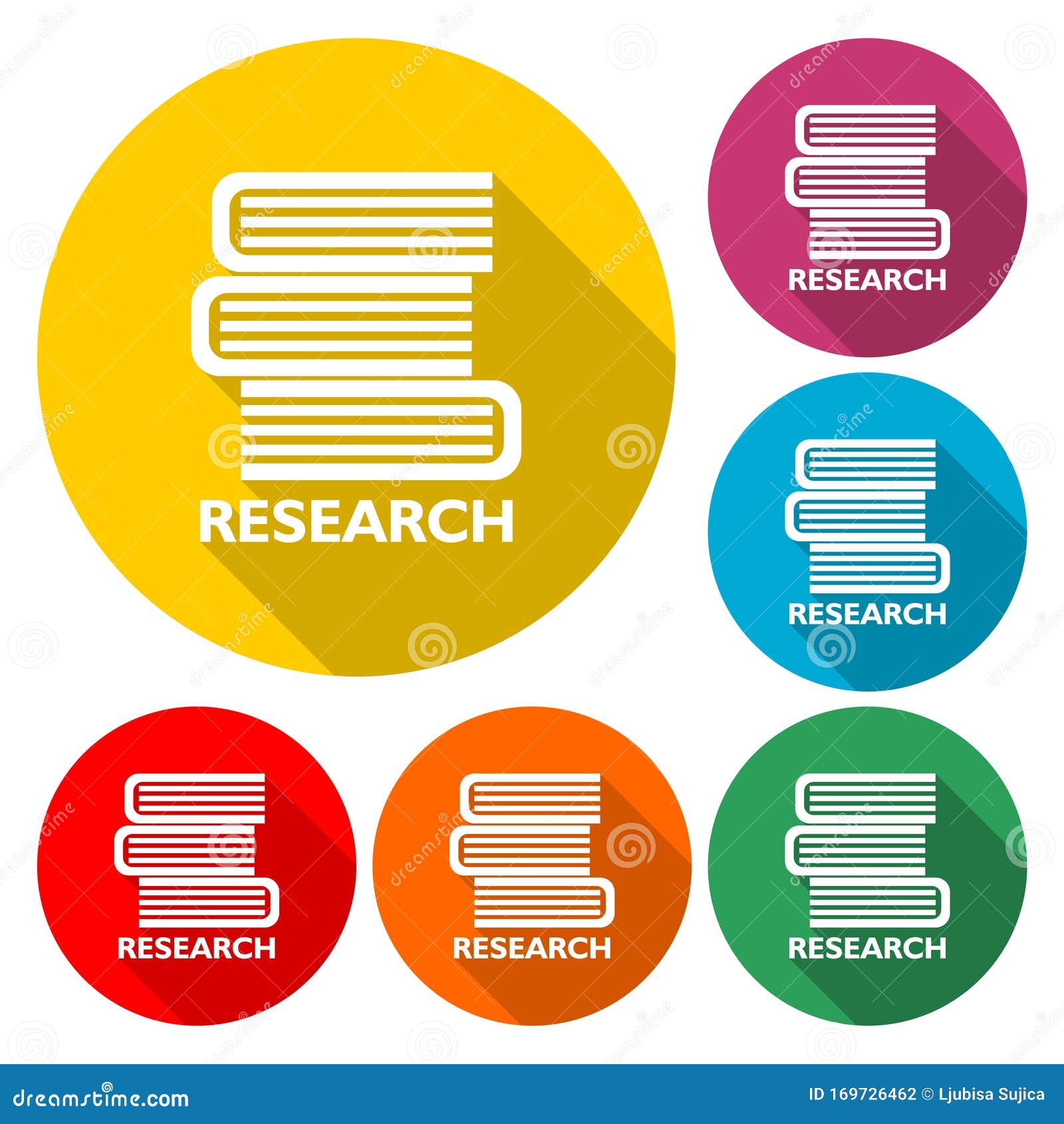 Research with Books Icon with Long Shadow Stock Illustration ...