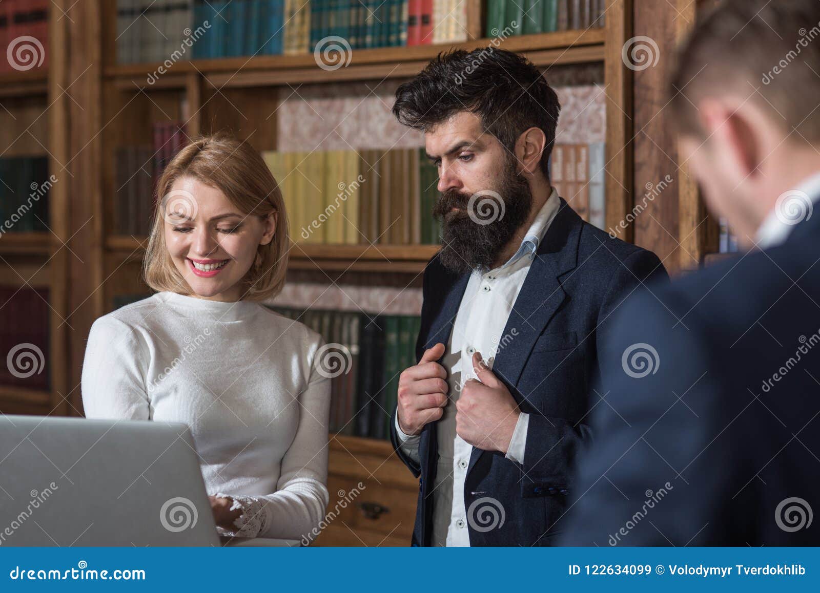 Research Concept. Business People Use Computer Technologies for Making ...