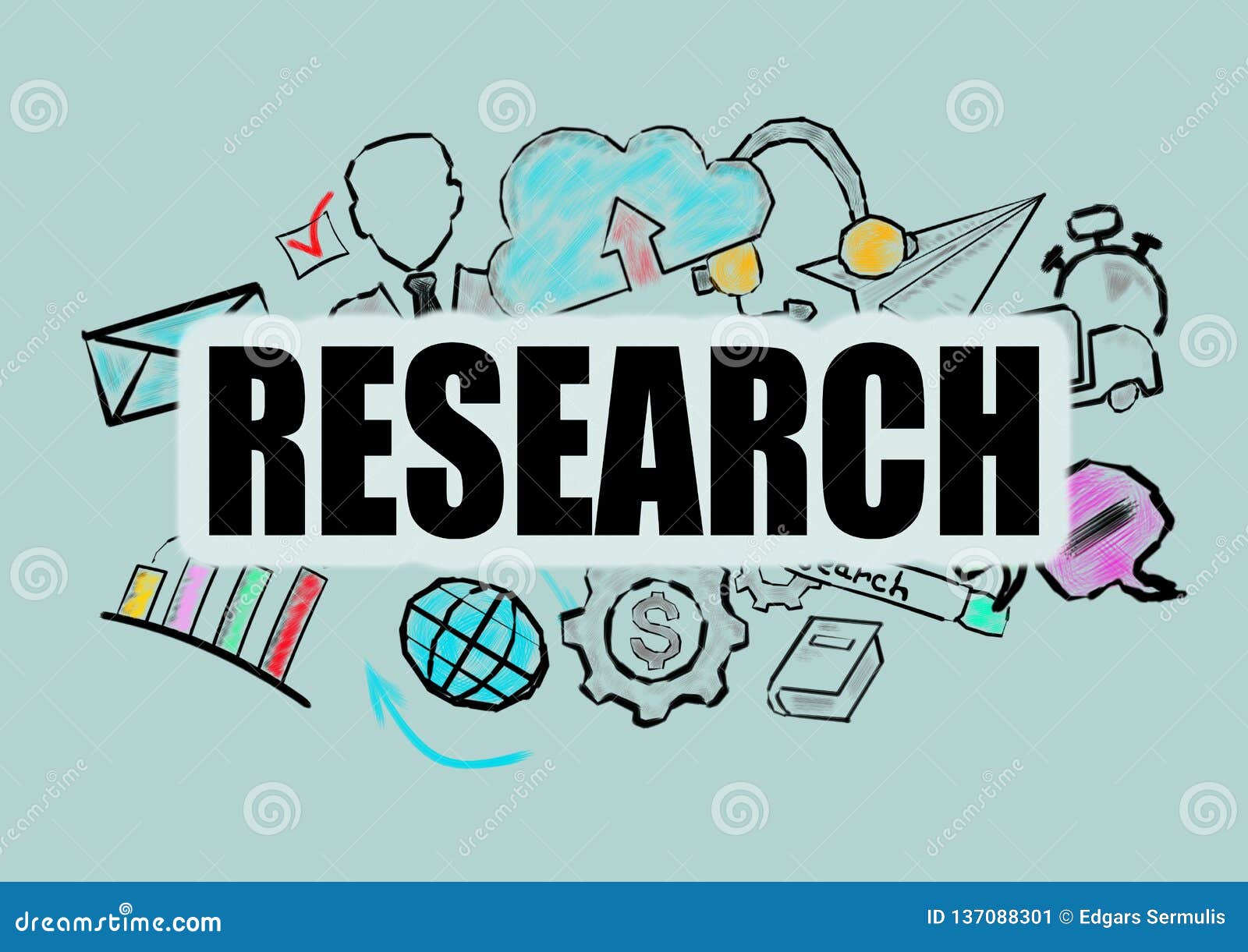 Research Concept. Icons and Illustration Stock Illustration ...