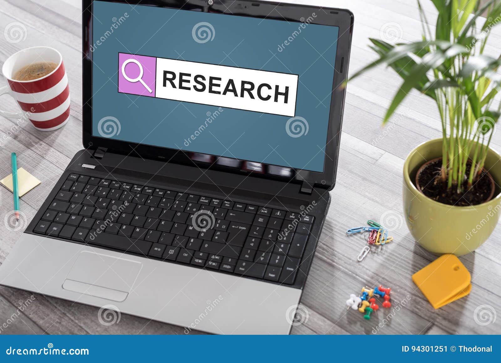 Research Concept on a Laptop Stock Image - Image of development ...