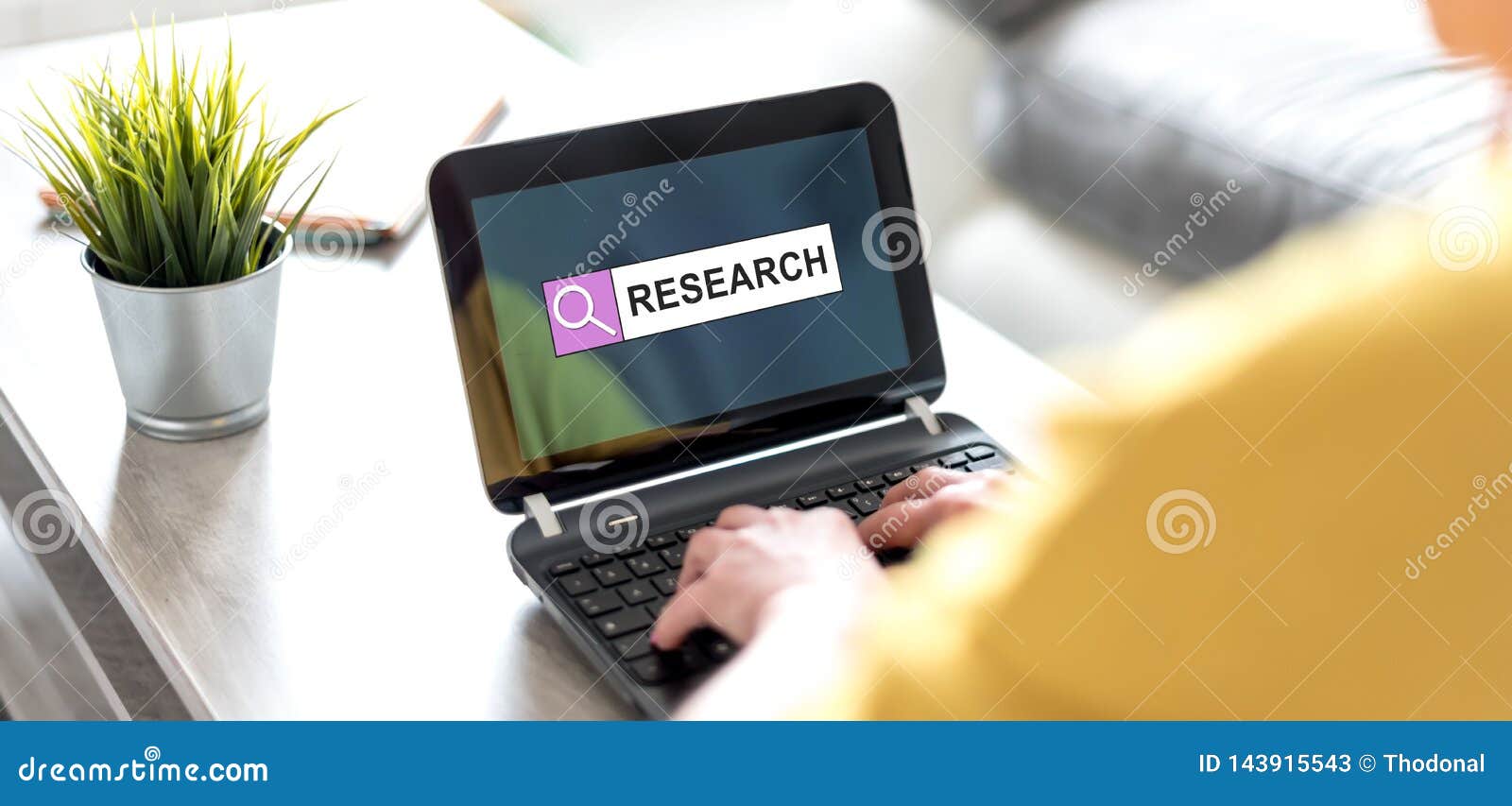 Research Concept on a Laptop Screen Stock Image - Image of application ...